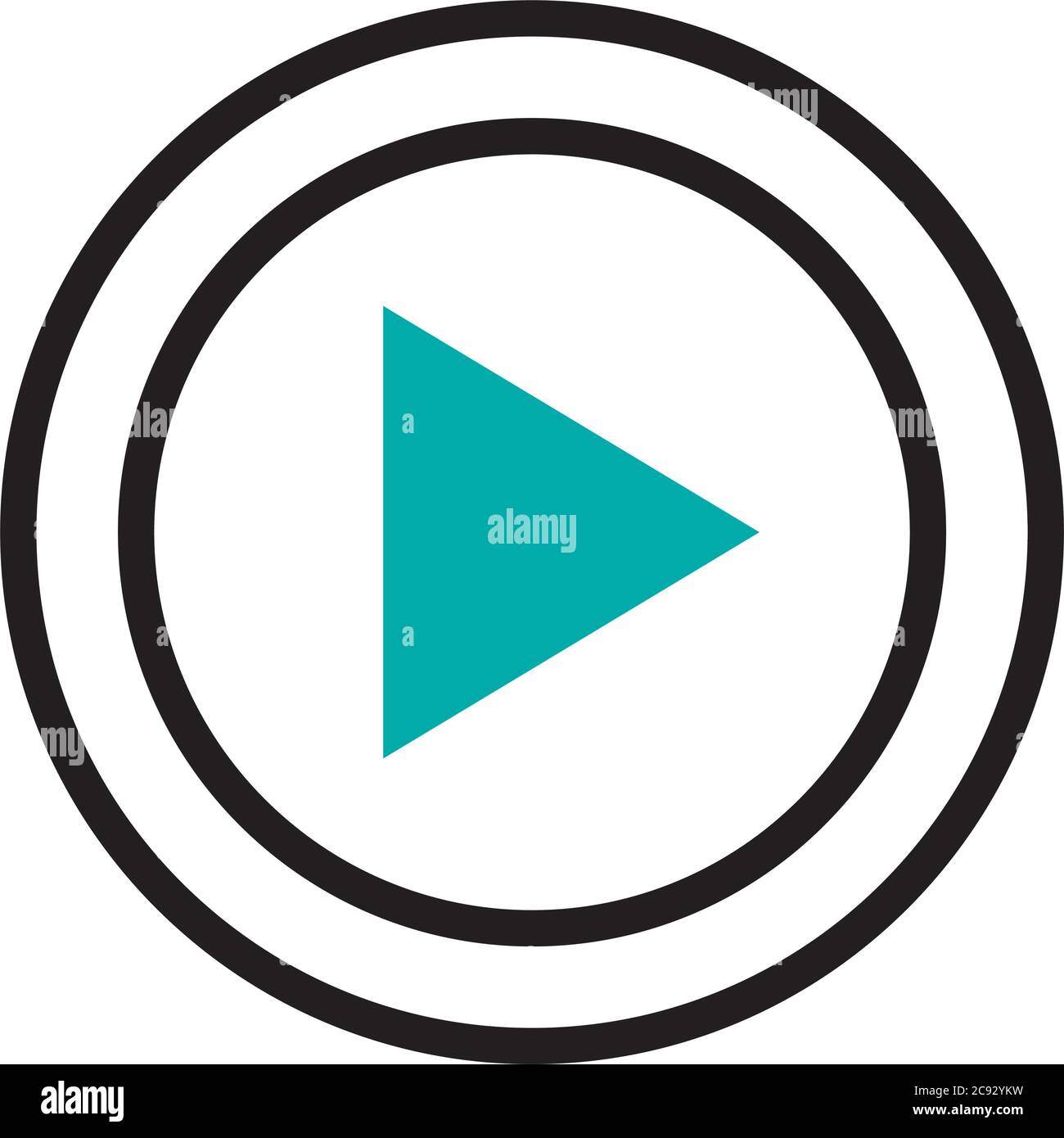 play button icon over white background, half line half color style ...