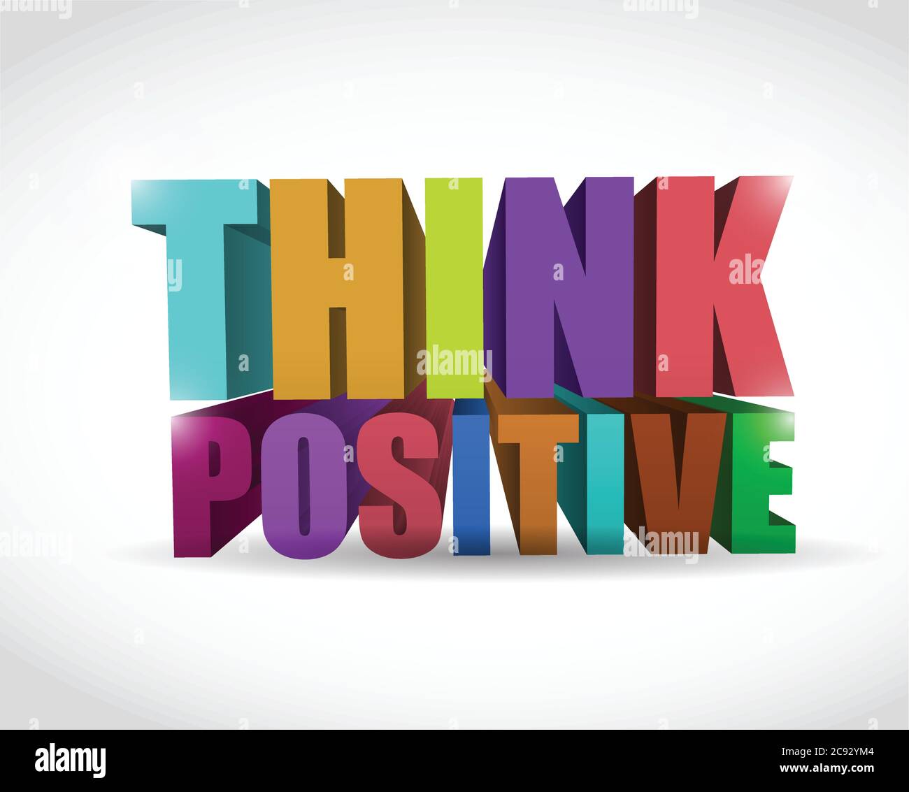 Colorful think positive 3d text illustration design over a white ...