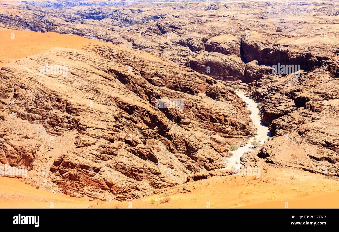 Aerial view canyon sand dunes africa namib desert hi-res stock ...