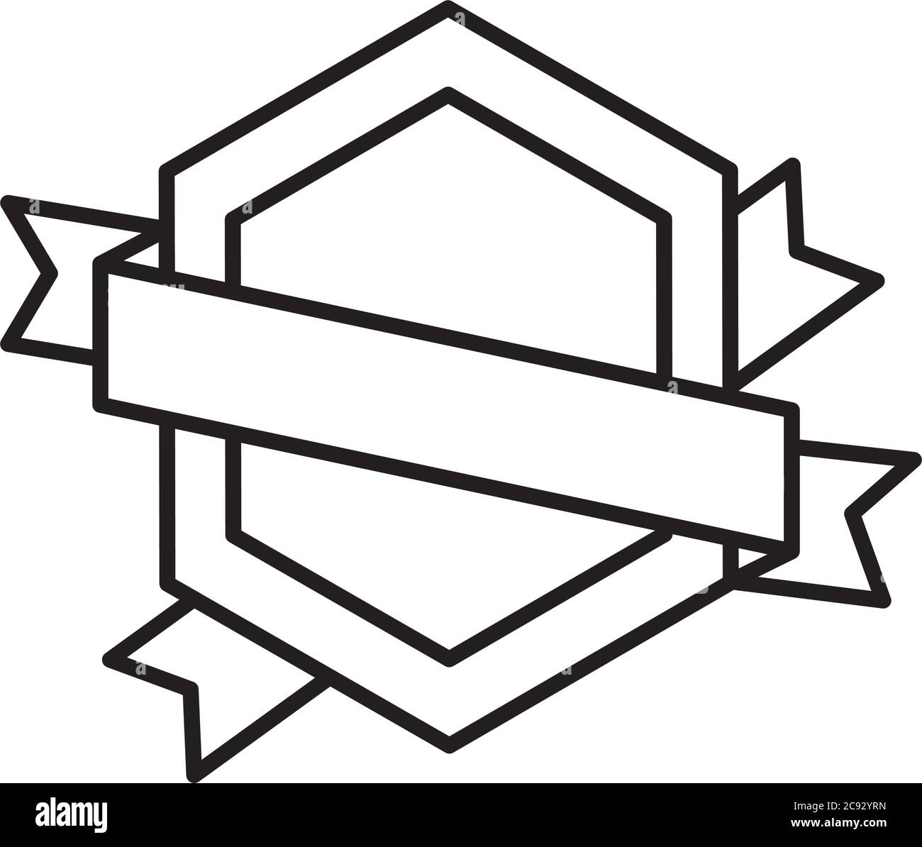decorative rhombus frame with ribbon over white background, line style ...