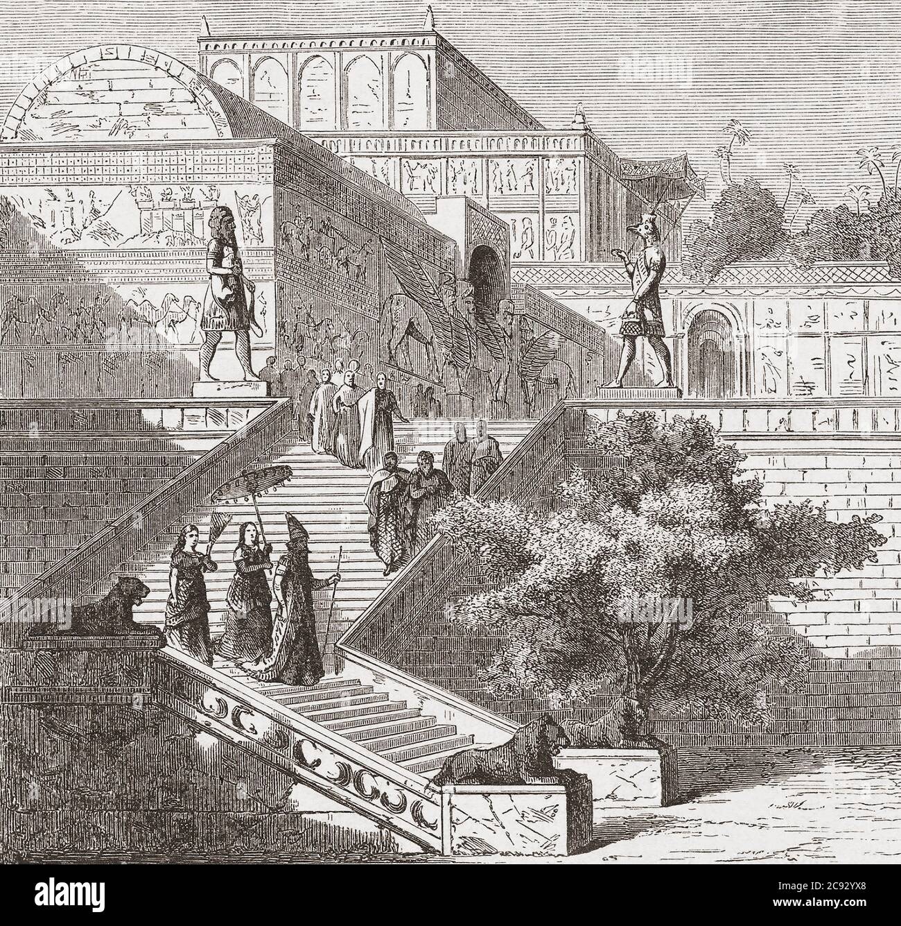 Entrance to the royal palace in Nineveh. Imaginary reconstruction ...