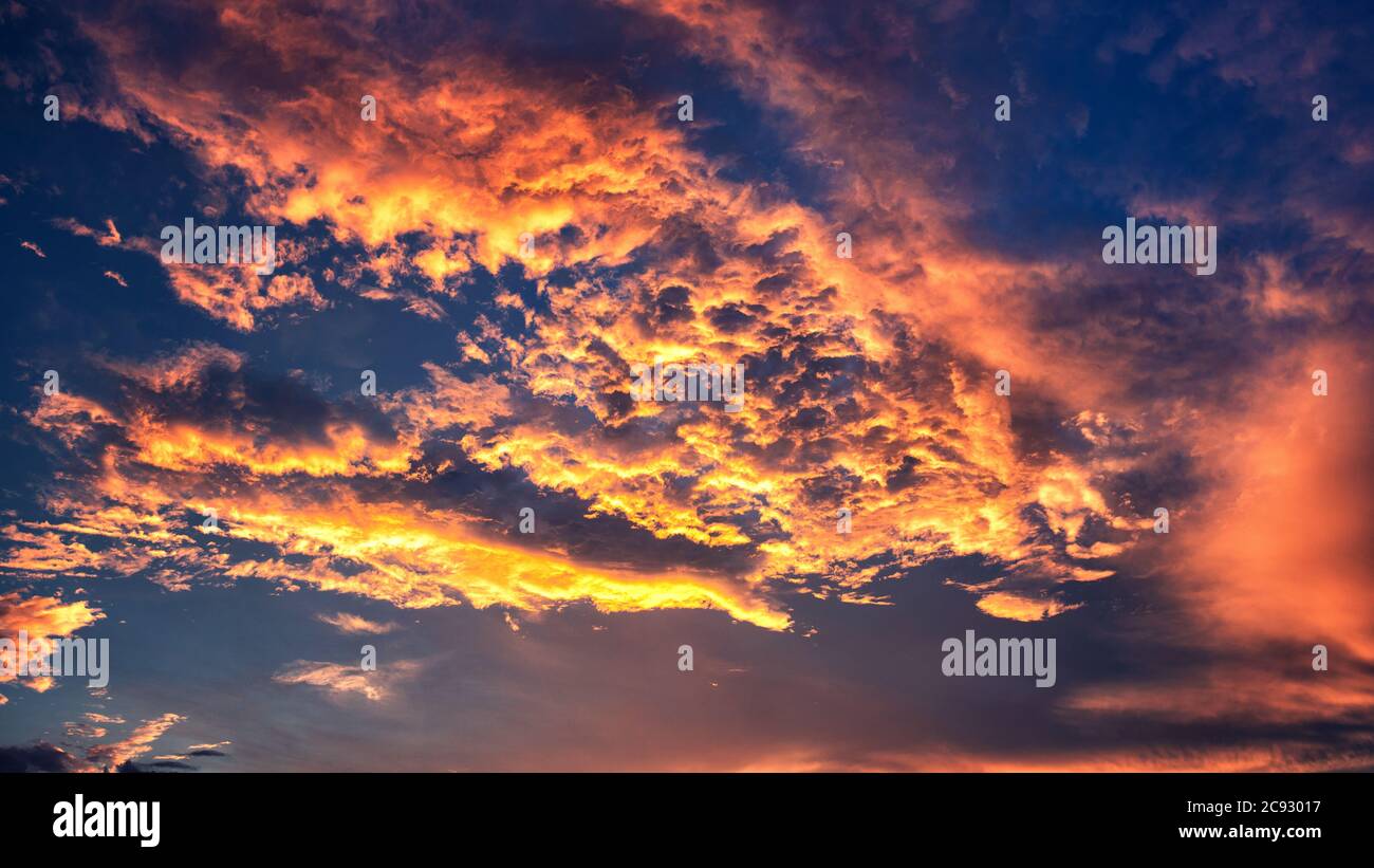 Beautiful shot of blue and pink shaded sunset clouds Stock Photo - Alamy