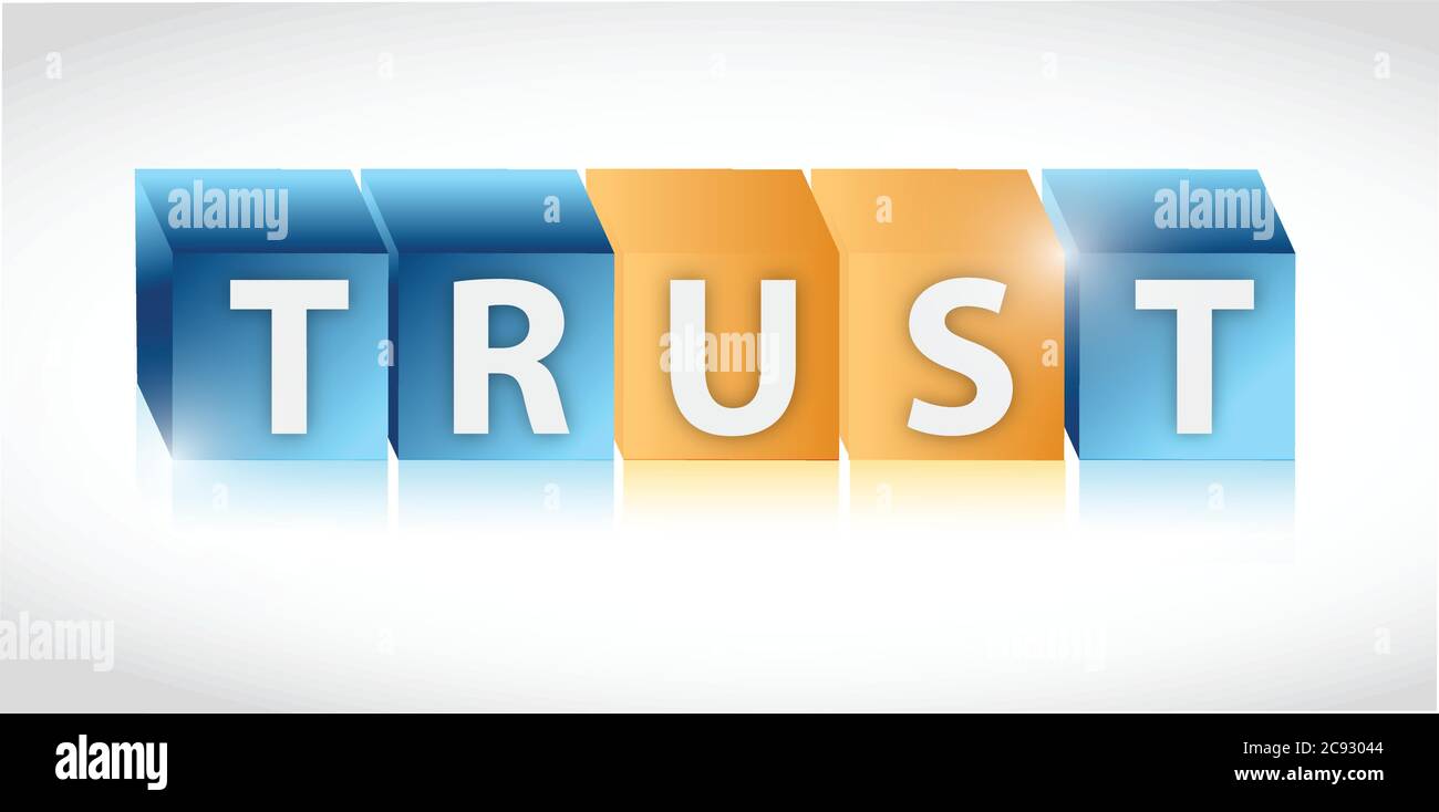 Trust us cubes illustration design over a white background Stock Vector ...