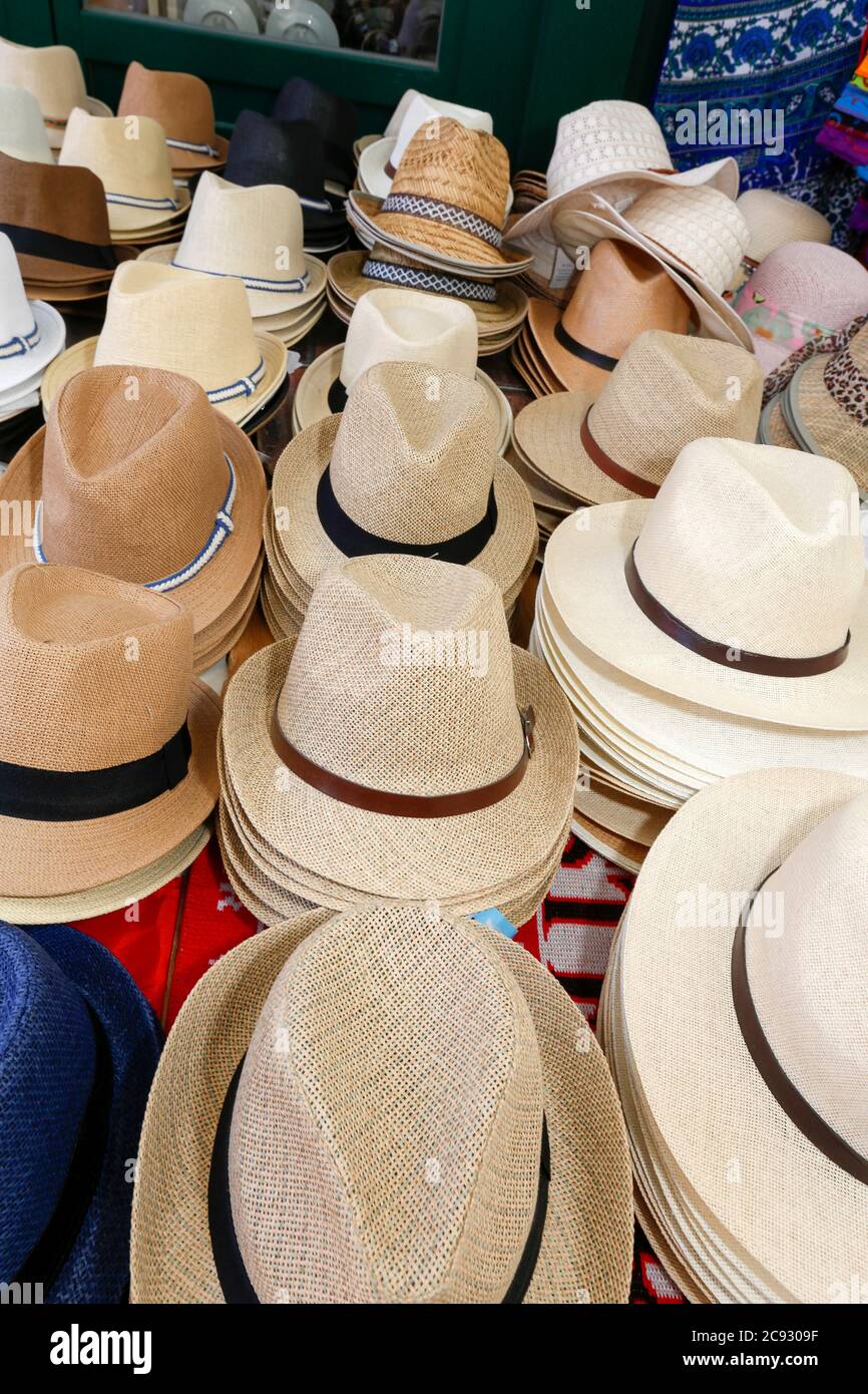 hat on sale on street market in Vienna, Austria Stock Photo - Alamy