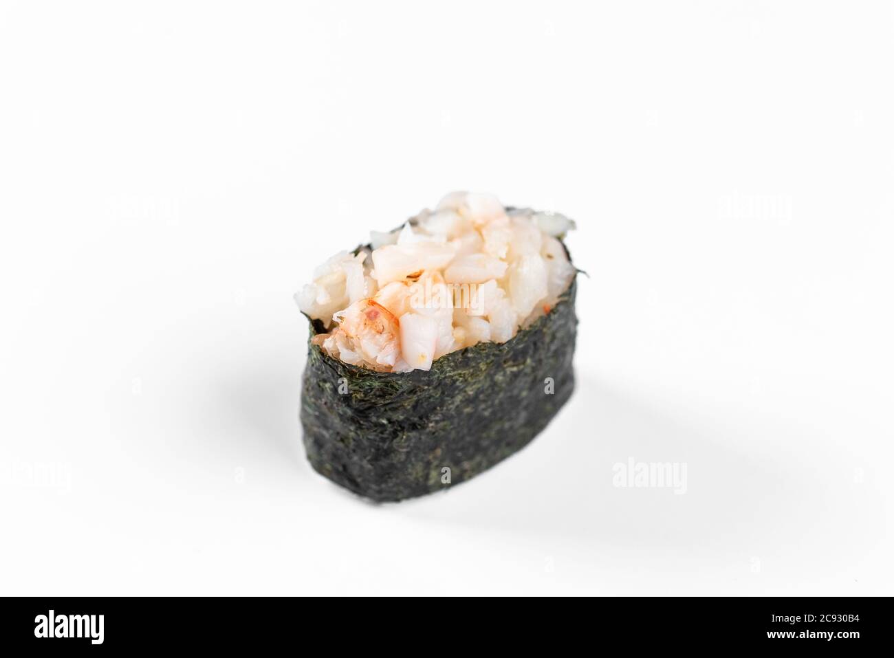 Sushi top view, white background Cut Out Stock Images & Pictures - Alamy