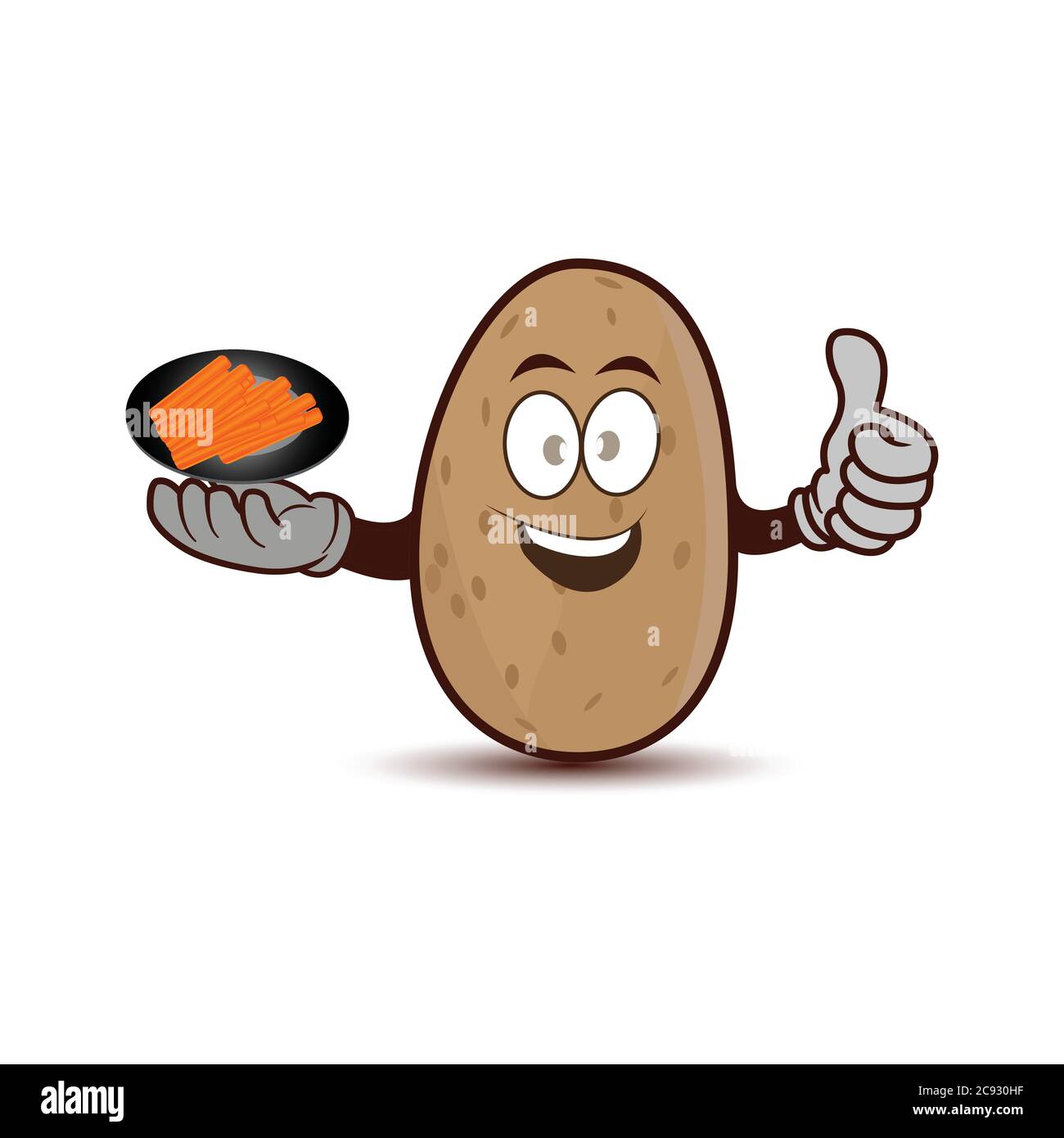 Potato cartoon character with a snack a white background. Design ...