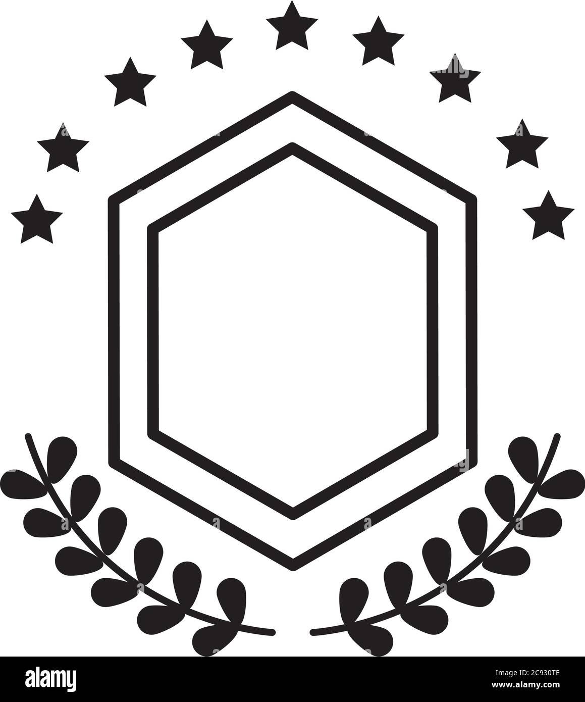 decorative rhombus sticker with leaves and stars around over white ...