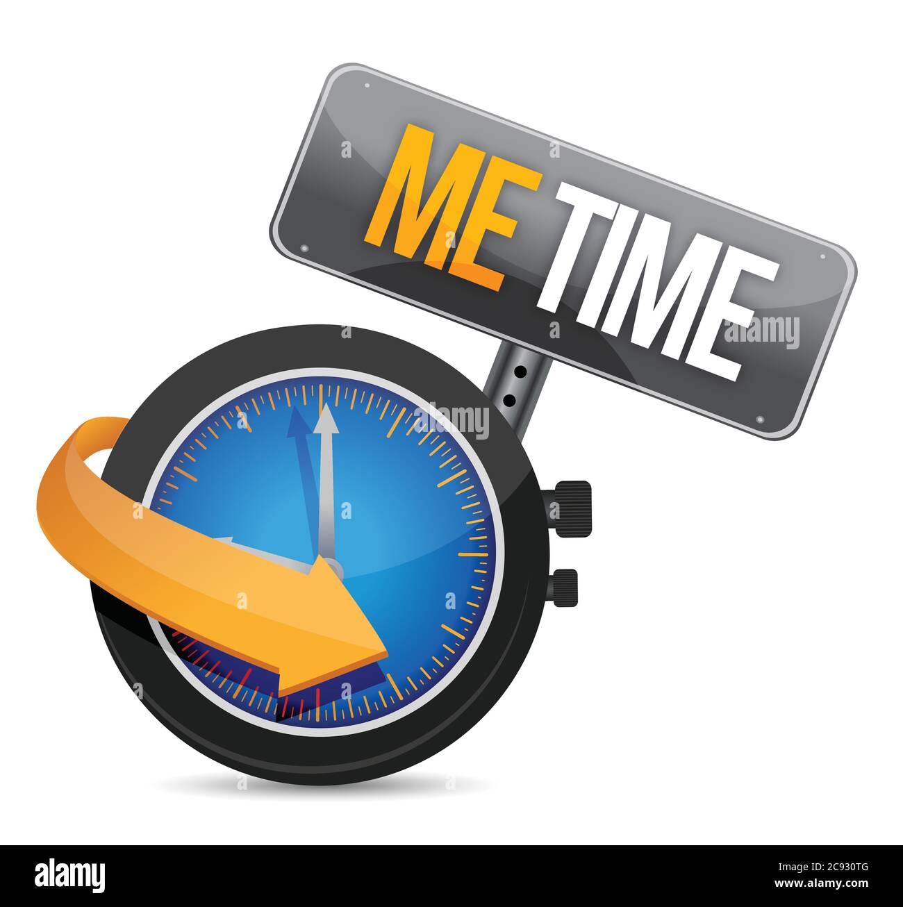 Me time watch and sign illustration design over a white background ...