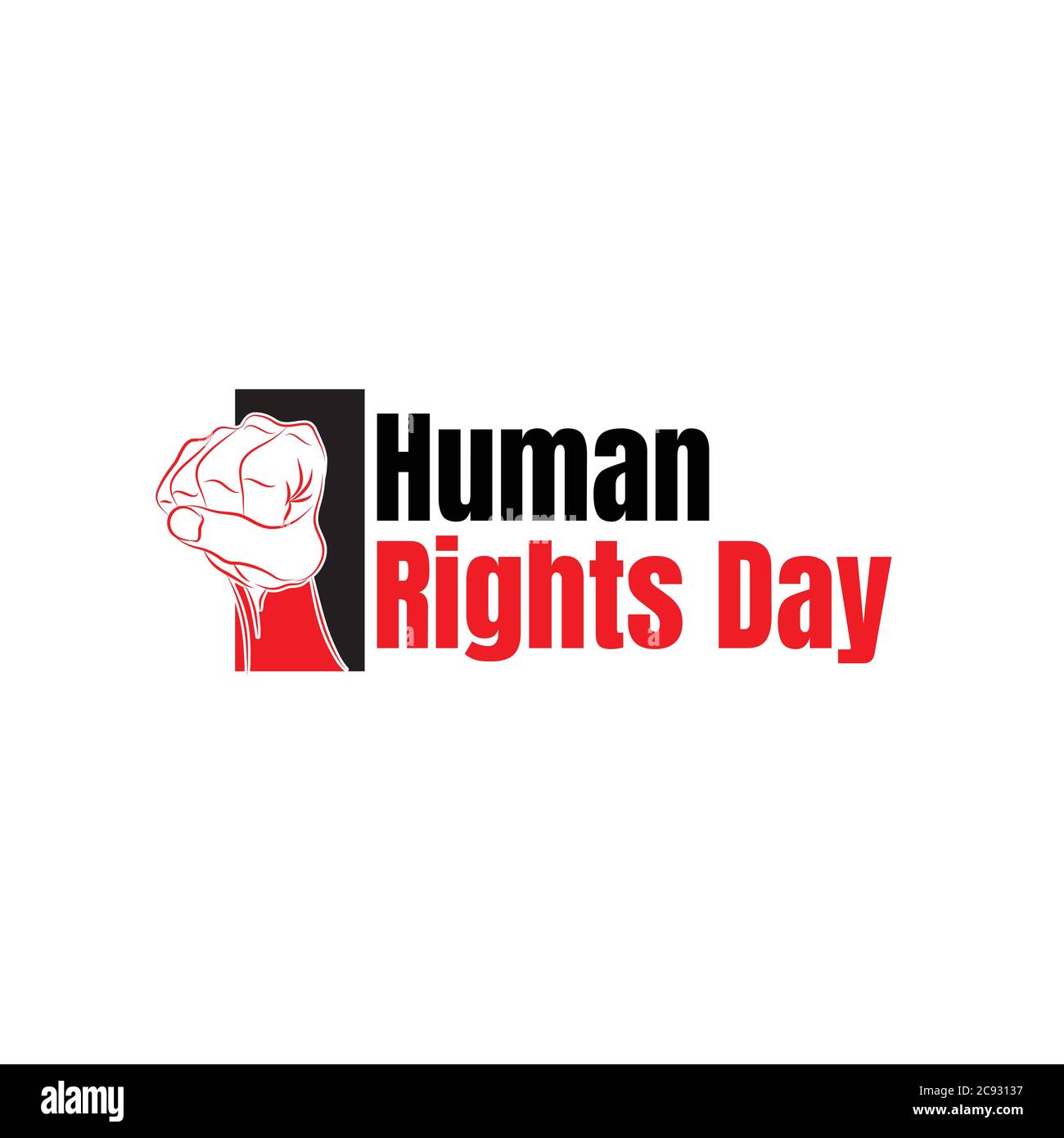 Hand drawn fist raise up breaking chain, Human Rights Day poster grunge ...