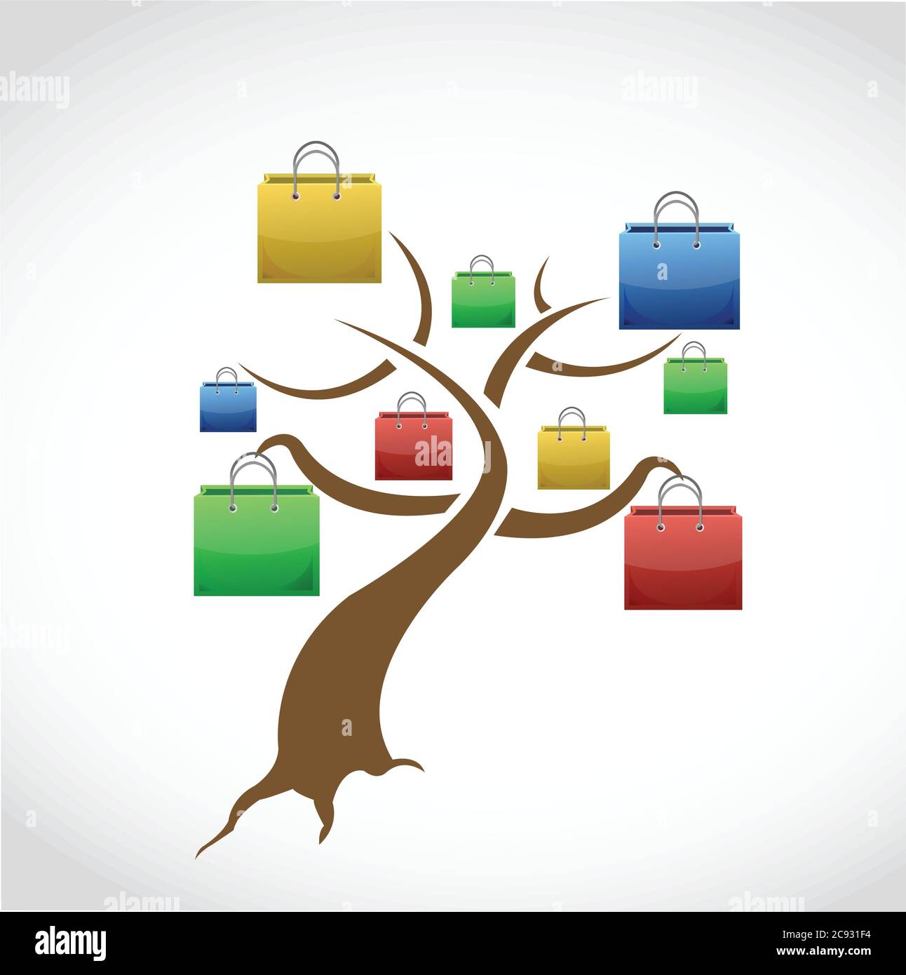 Shopping bag tree. illustration design over a white background Stock ...