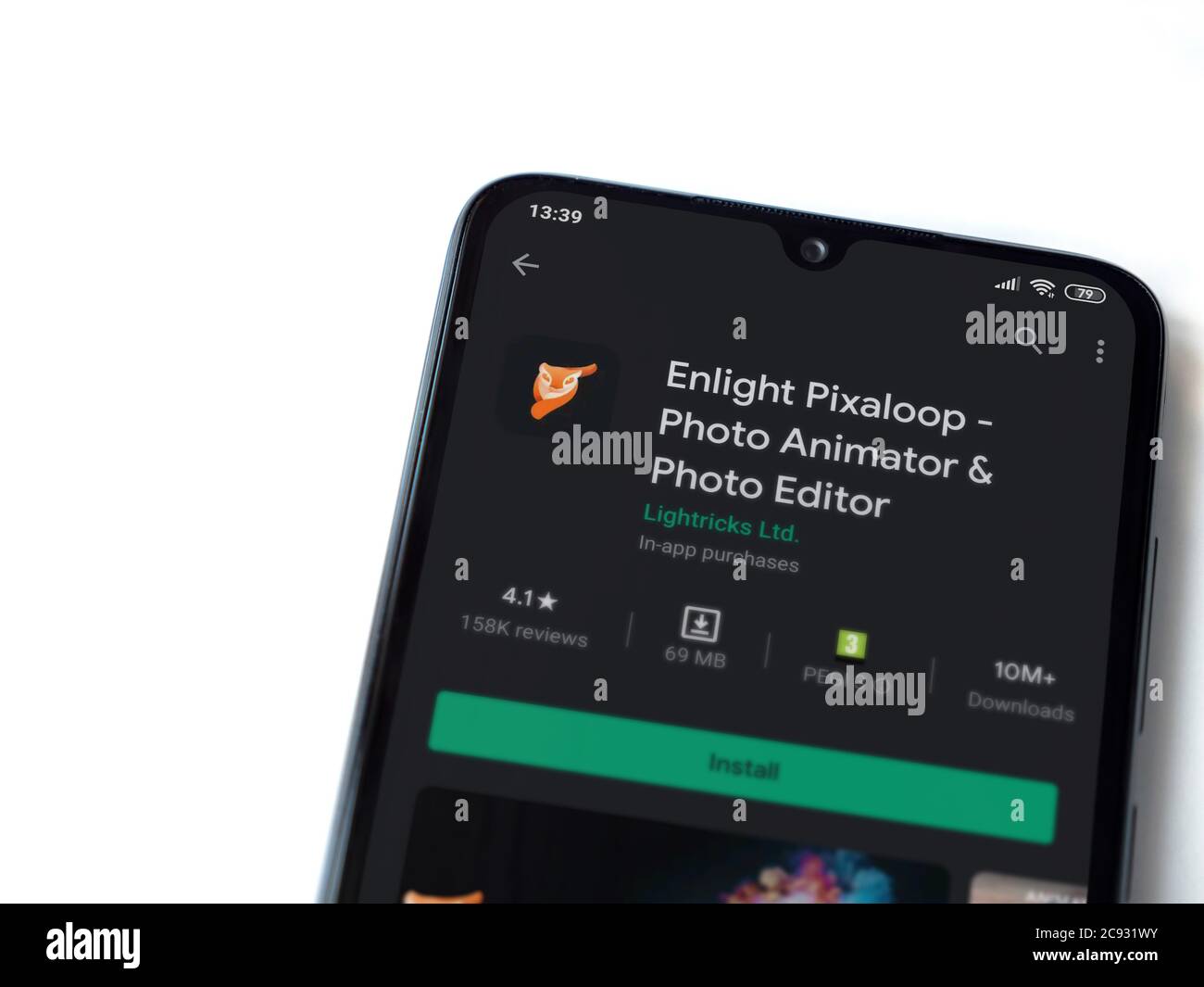 Lod, Israel - July 8, 2020: Enlight Pixaloop app play store page on the ...