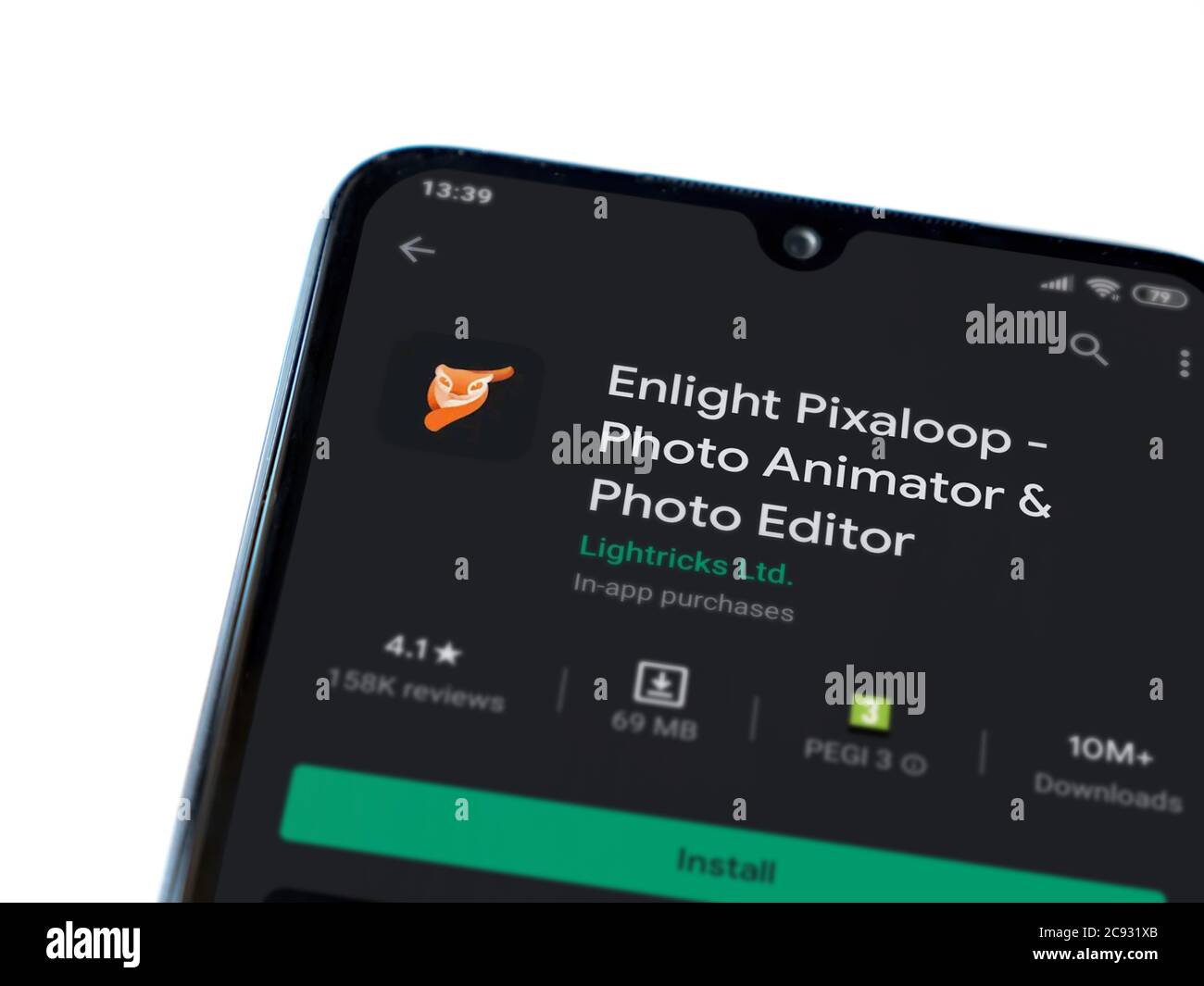 Lod, Israel - July 8, 2020: Enlight Pixaloop app play store page on the ...
