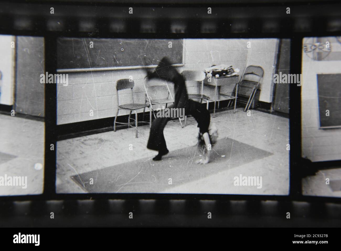 Fine 1970s vintage black and white photography of a young girl doing ...