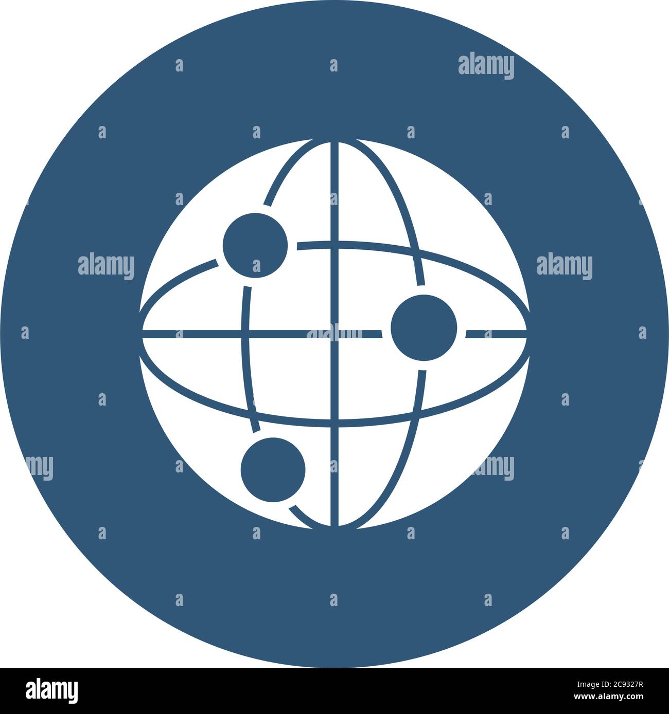 global network sphere icon over white background, block style, vector ...