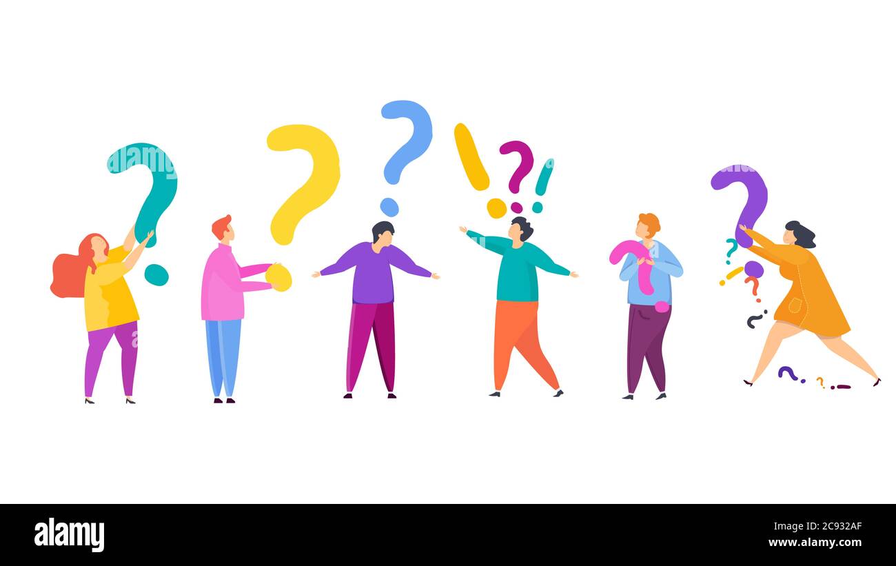 Small people are asking. Frequently asked Questions. Flat vector illustration Stock Vector Image ...