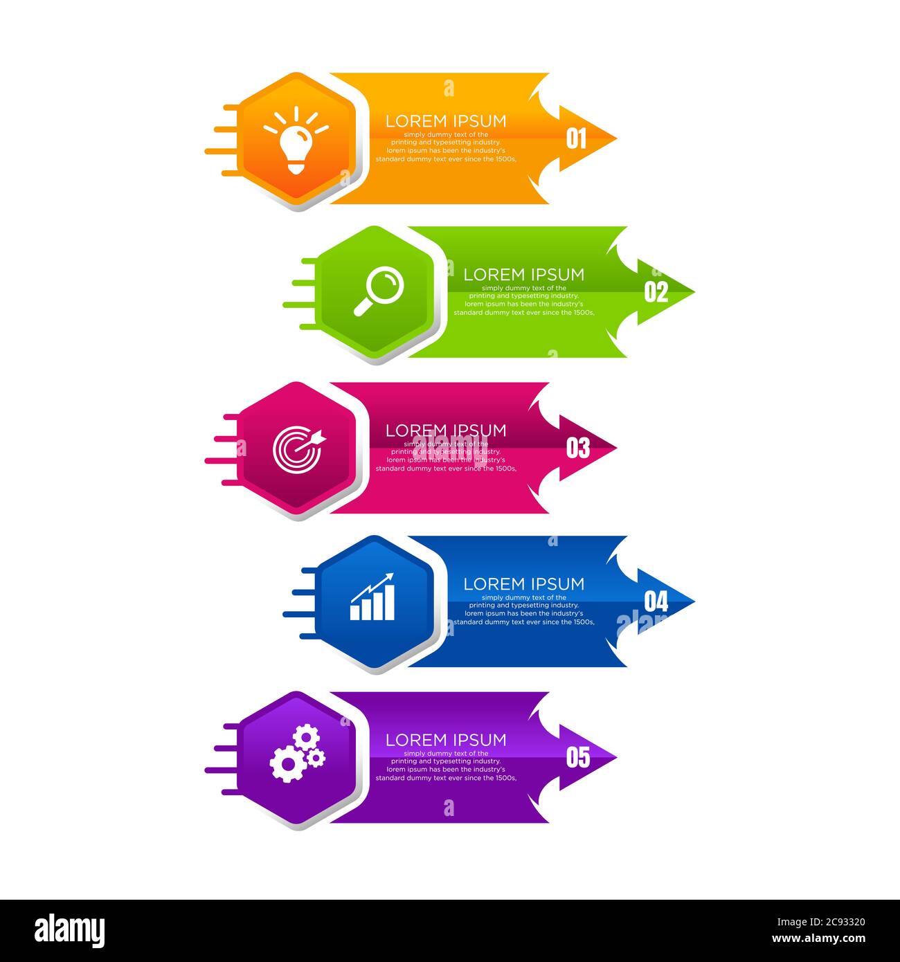 Five steps process chart slide template. Business data. Flow, diagram ...