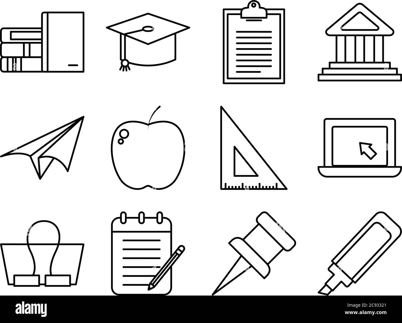 School line style icon set design, Education class lesson and knowledge ...