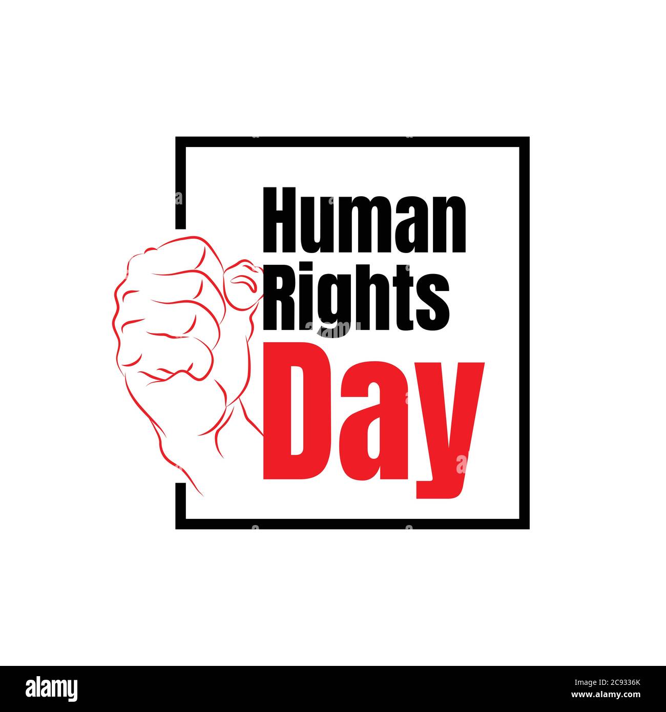 Hand drawn fist raise up breaking chain, Human Rights Day poster grunge ...