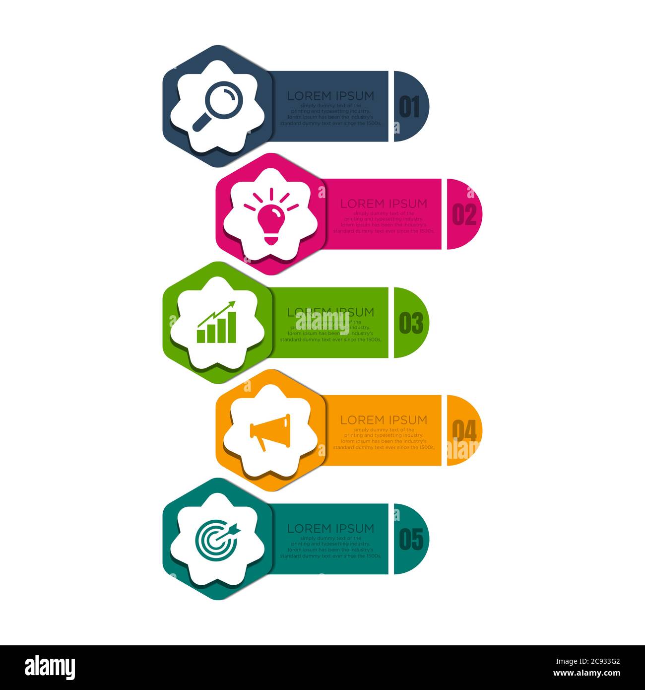 Five steps process chart slide template. Business data. Flow, diagram ...