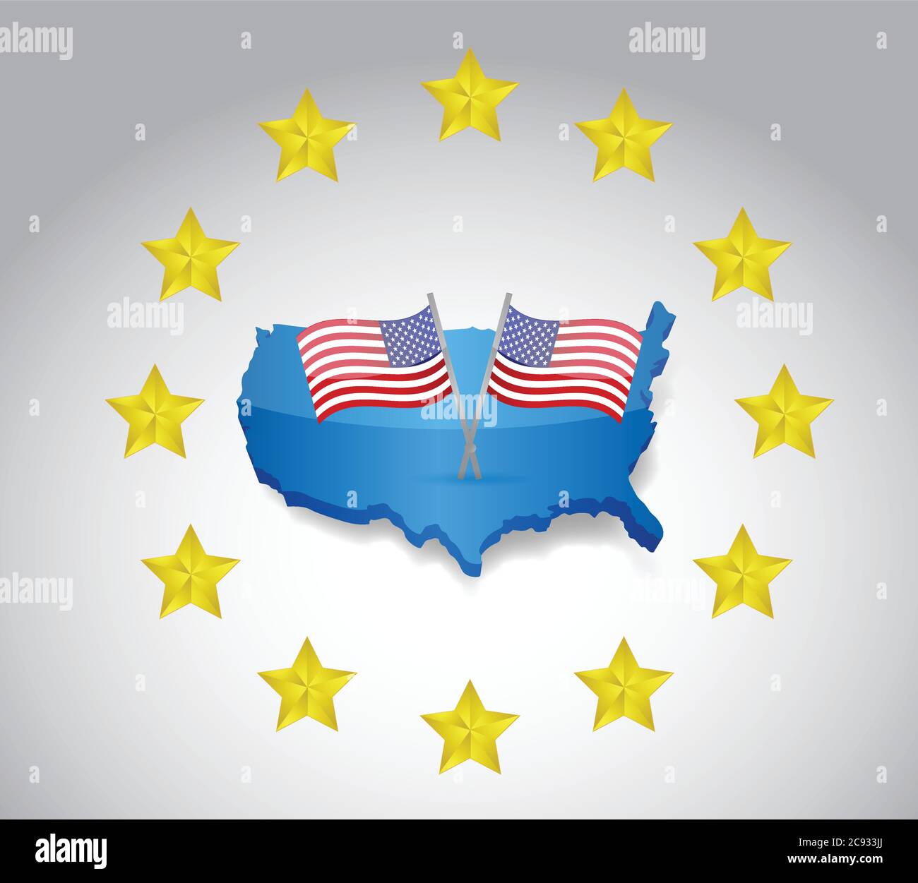 Usa flags and stars. illustration design over a white background Stock ...