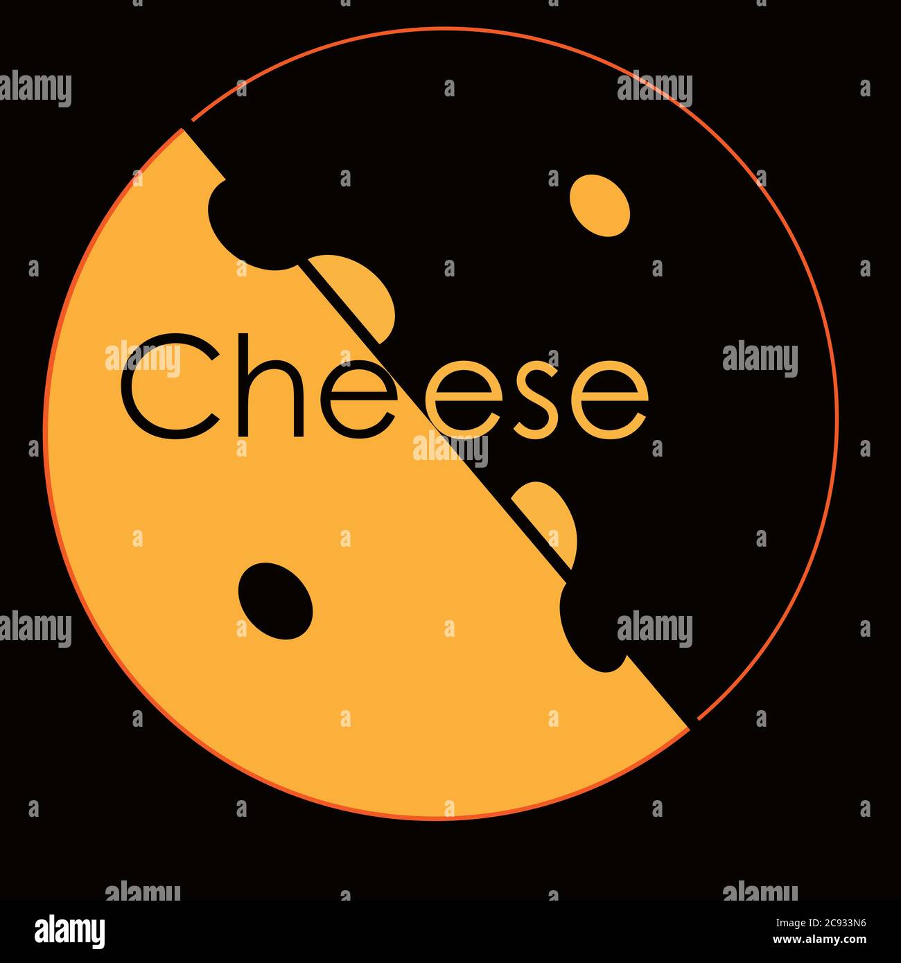 minimalist black logo cheese with the inscription in lettering Stock ...