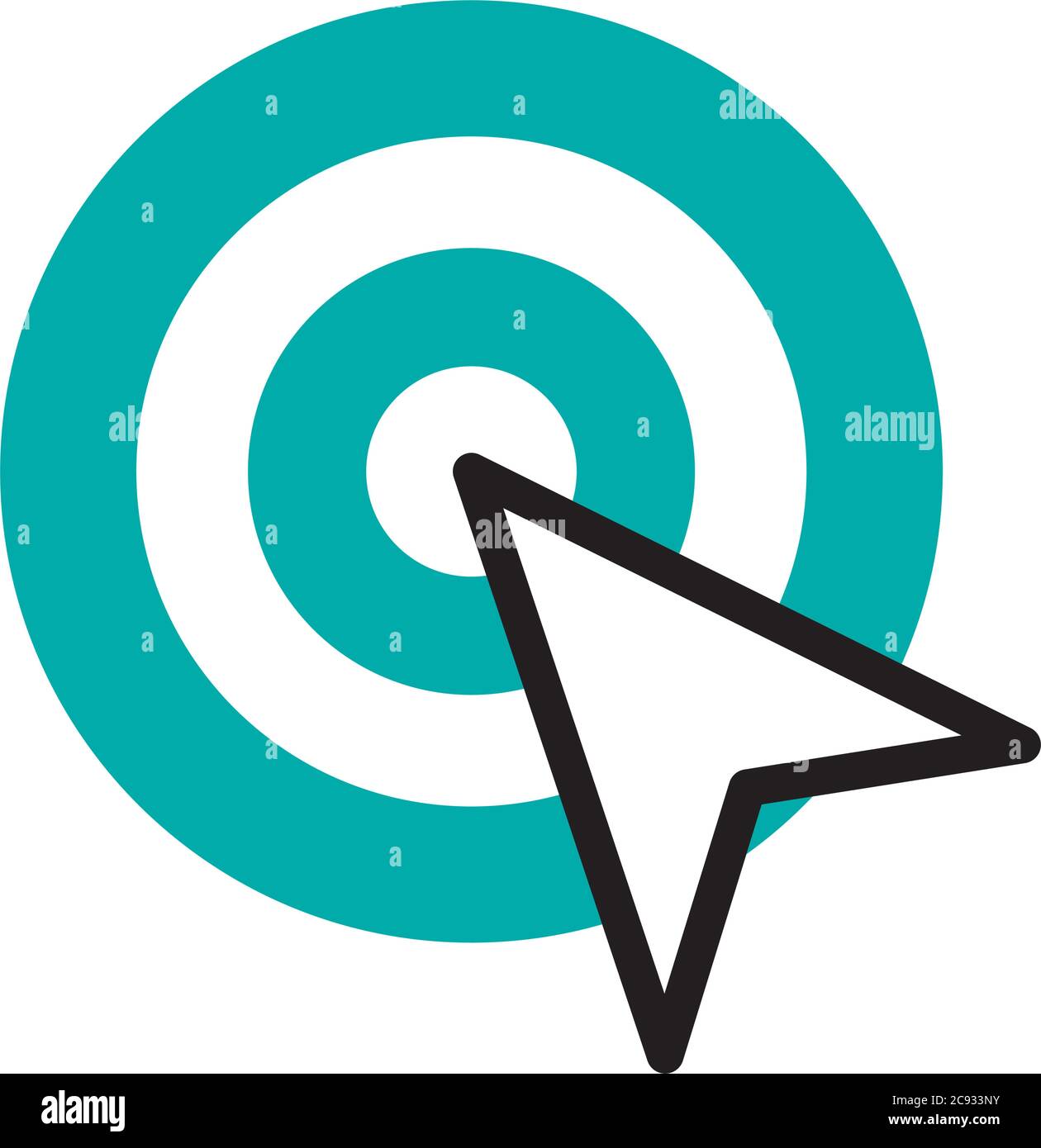 target and arrow cursor icon over white background, half line half ...