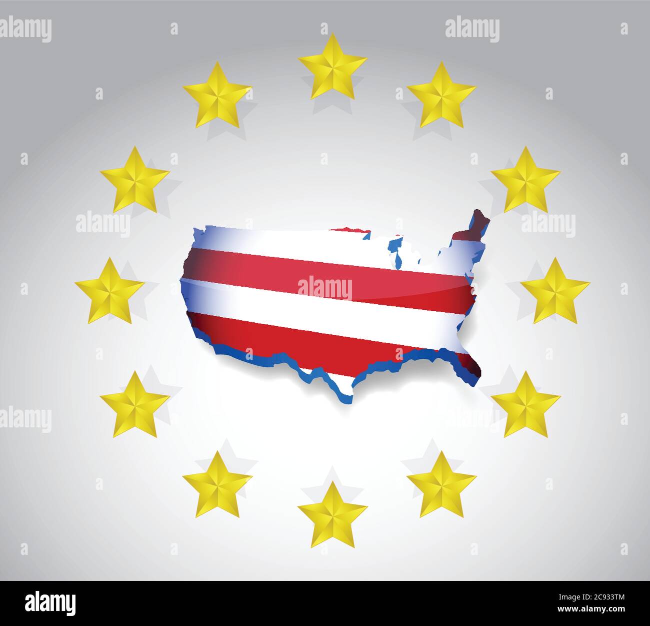 Stars and us flag map illustration design over a white background Stock ...