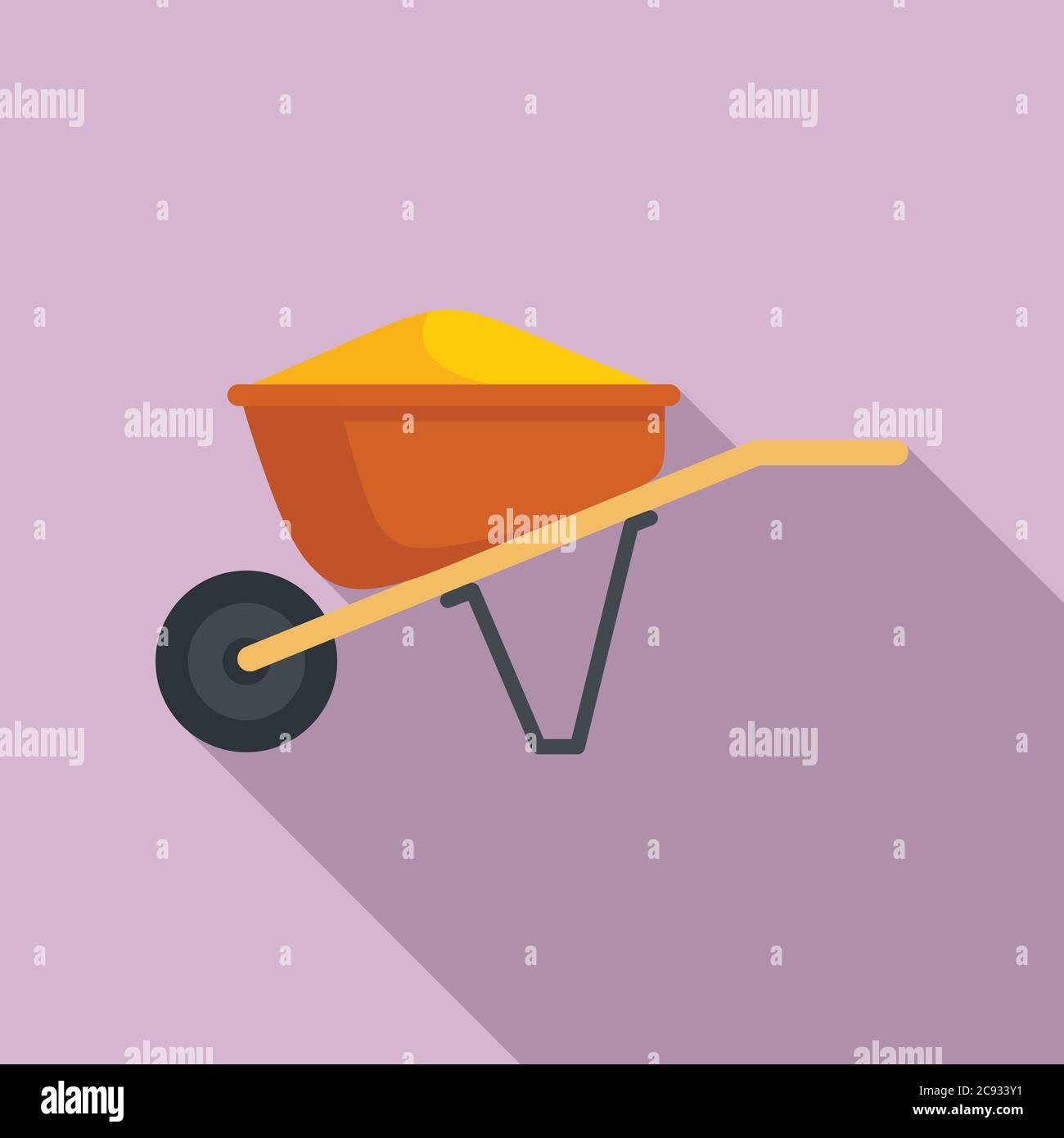 Construction wheelbarrow icon. Flat illustration of construction ...