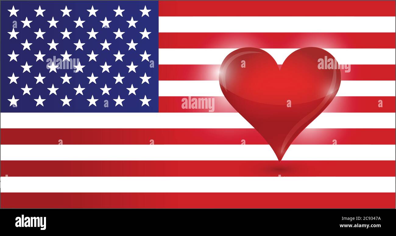 The heart of the US. usa flag and heart. illustration design Stock ...