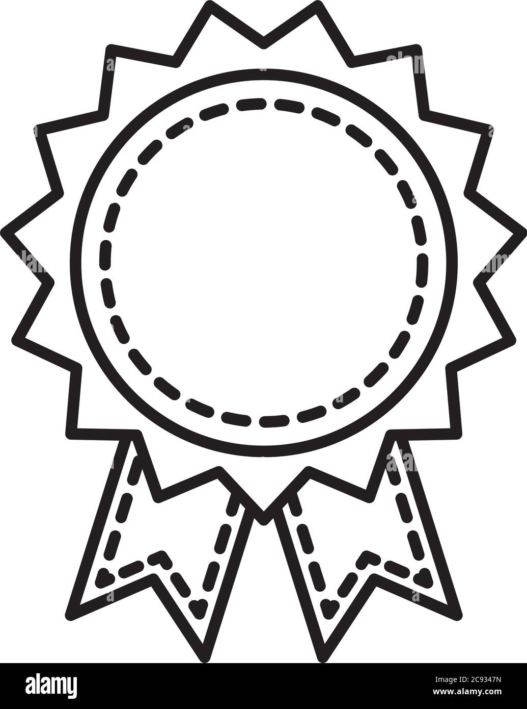 decorative award seal stamp icon over white background, line style ...