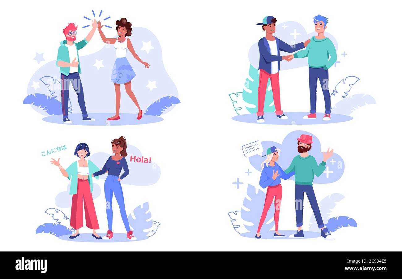 People hipster friend communication concept set Stock Vector Image ...