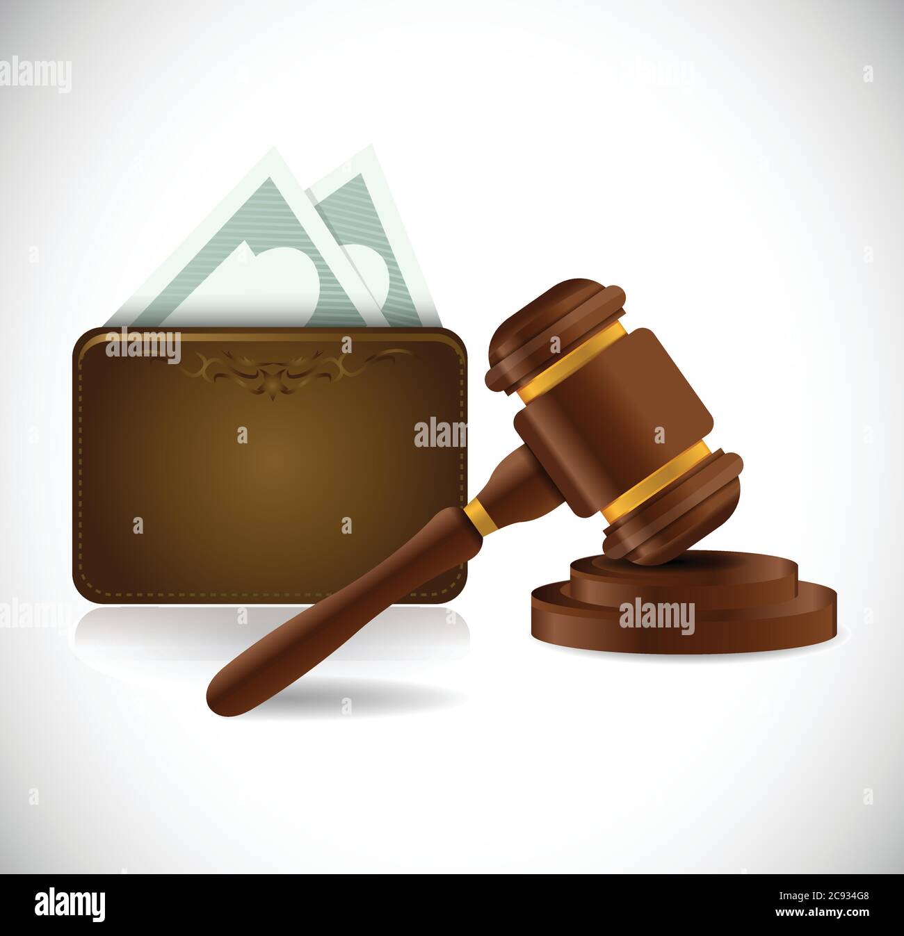Money wallet and law hammer illustration design over a white background ...