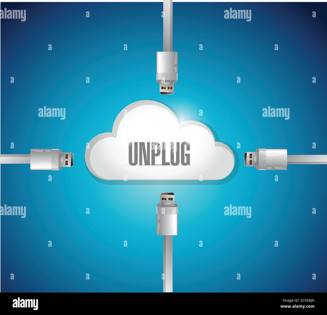 Unplug from a cloud concept illustration design over a blue background ...