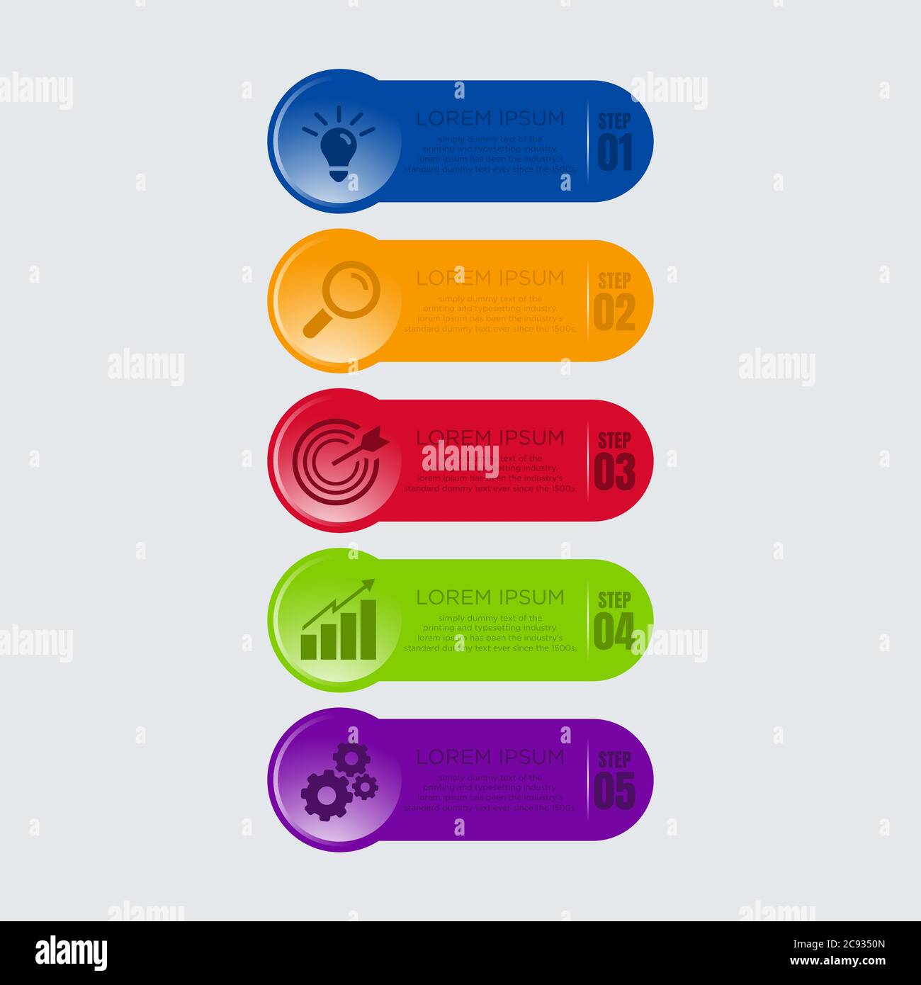 Five steps process chart slide template. Business data. Flow, diagram, design. Creative concept ...