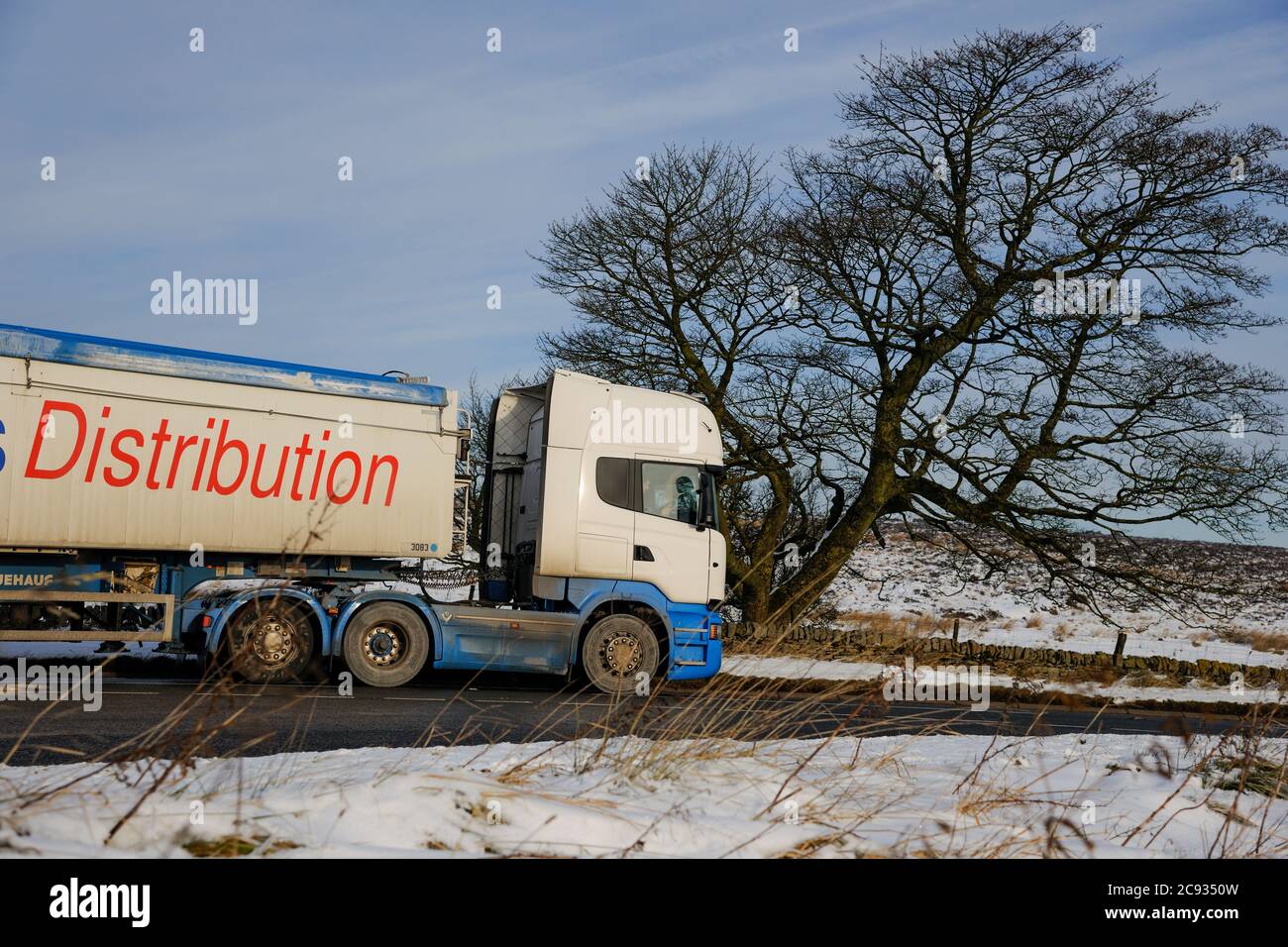 Lomas Distribution Scania bulk tipper in the Hope Valley, Peak District ...