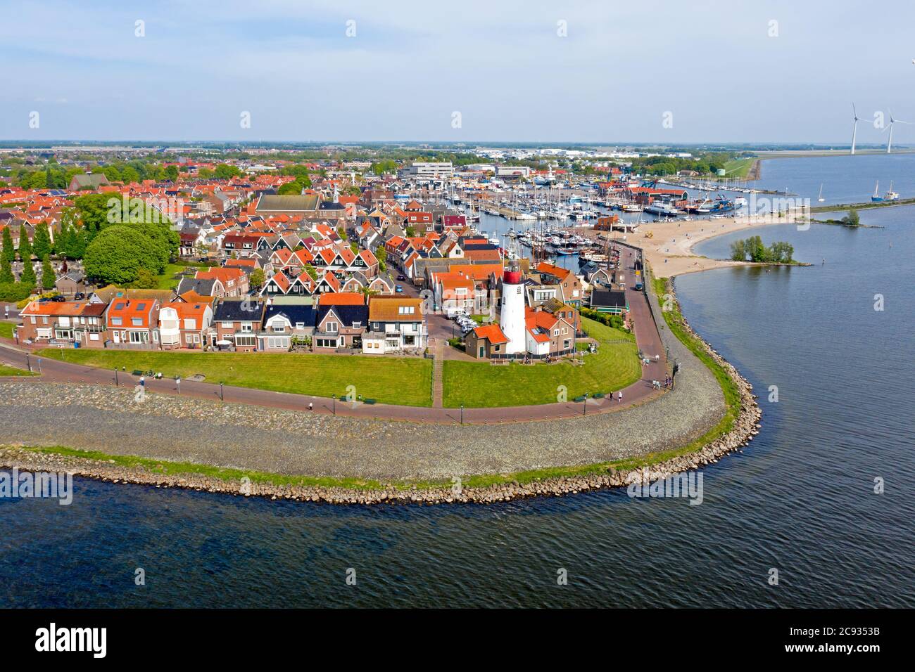 Aerial from the traditional village Urk in the Netherlands Stock Photo ...
