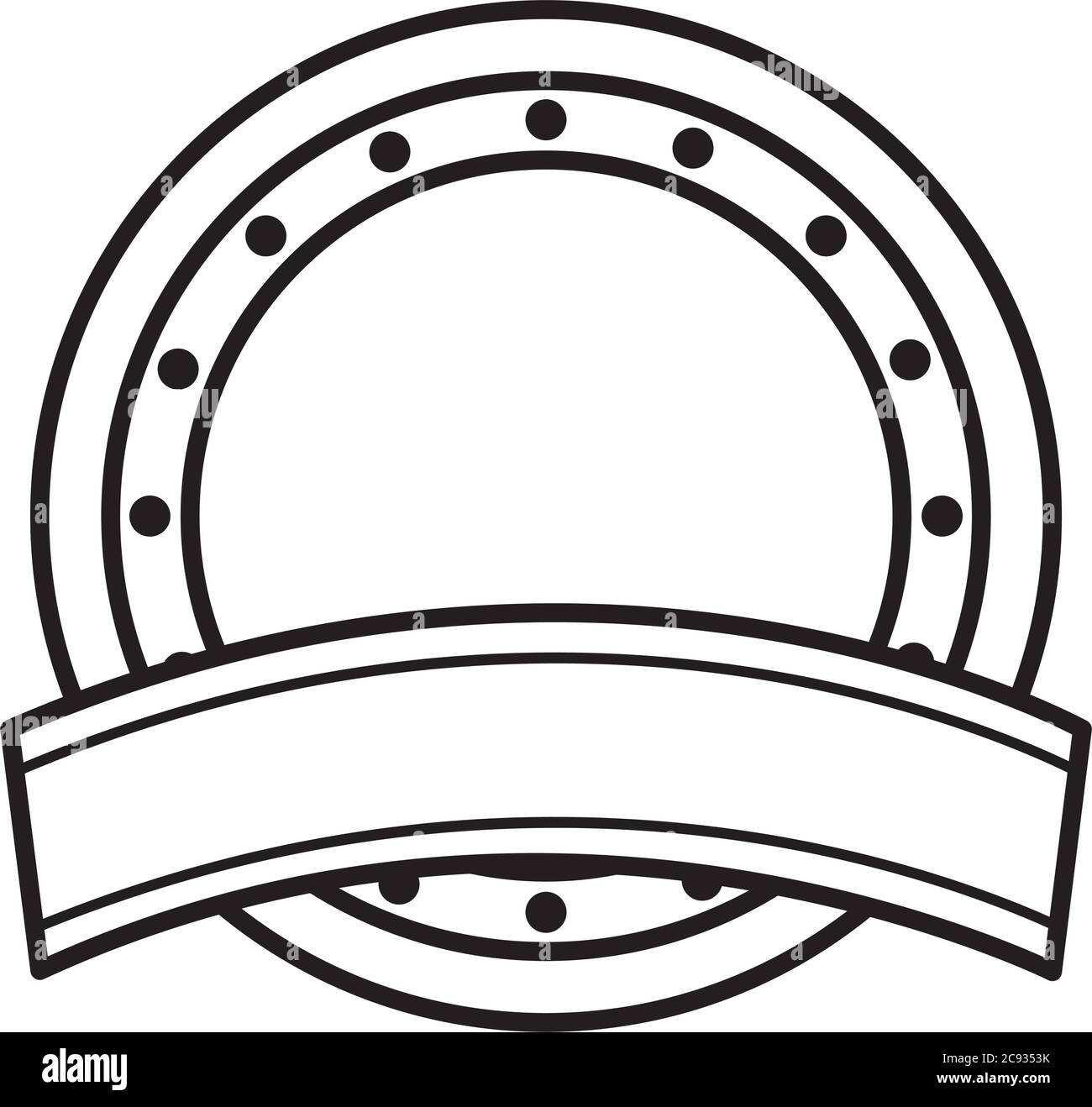 icon of ribbon and round seal stamp icon over white background, line ...