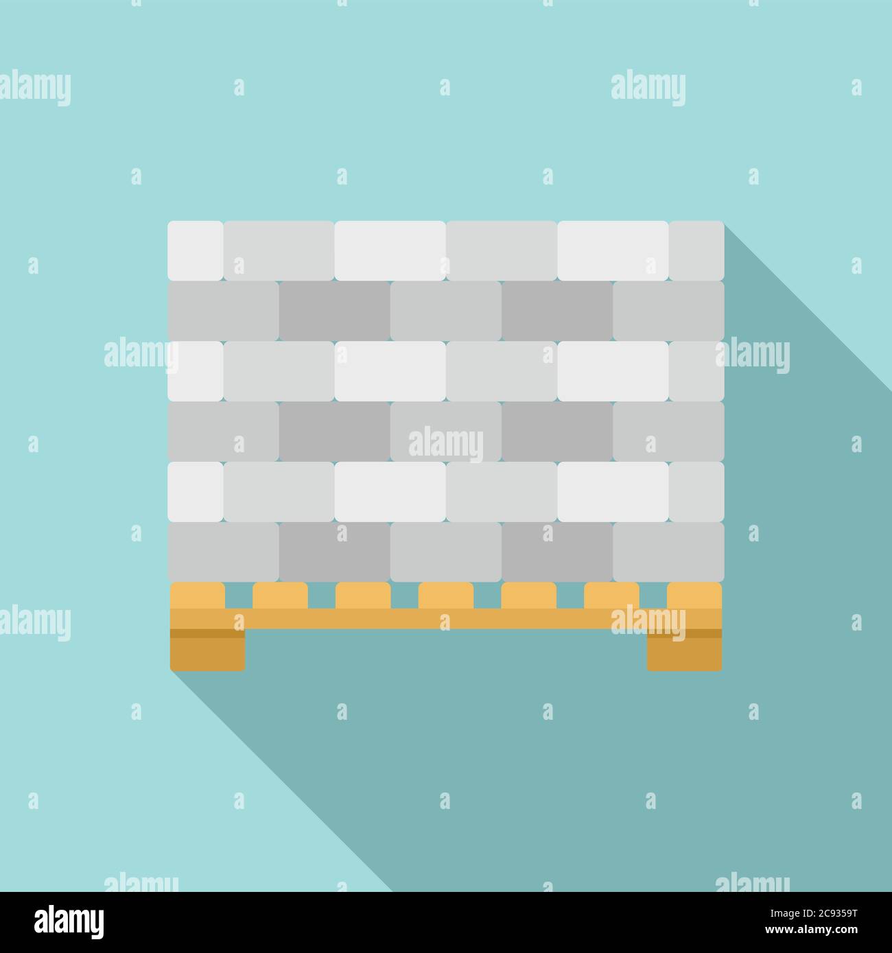 Stone bricks on pallet icon. Flat illustration of stone bricks on ...