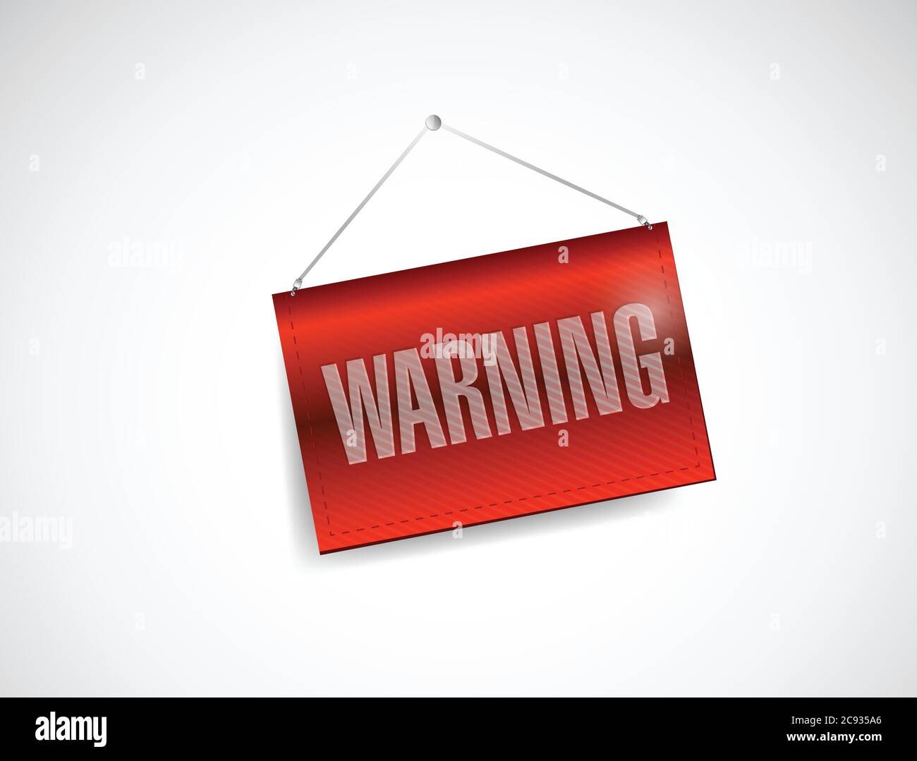 Warning hanging banner illustration design over a white background ...