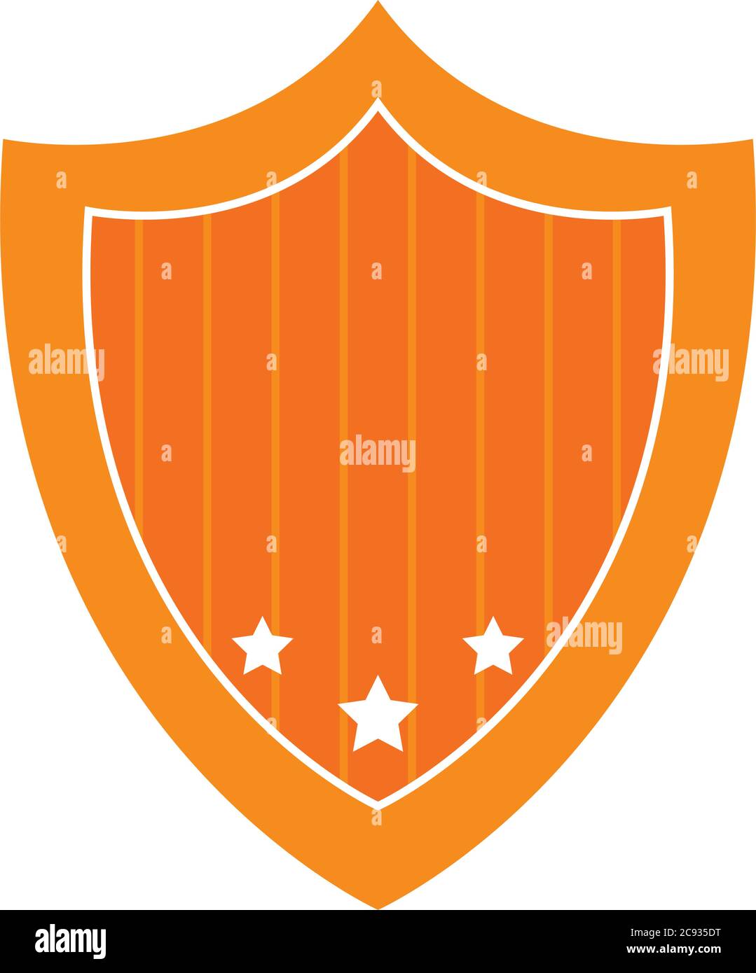 striped shield with decorative stars over white background, flat style ...