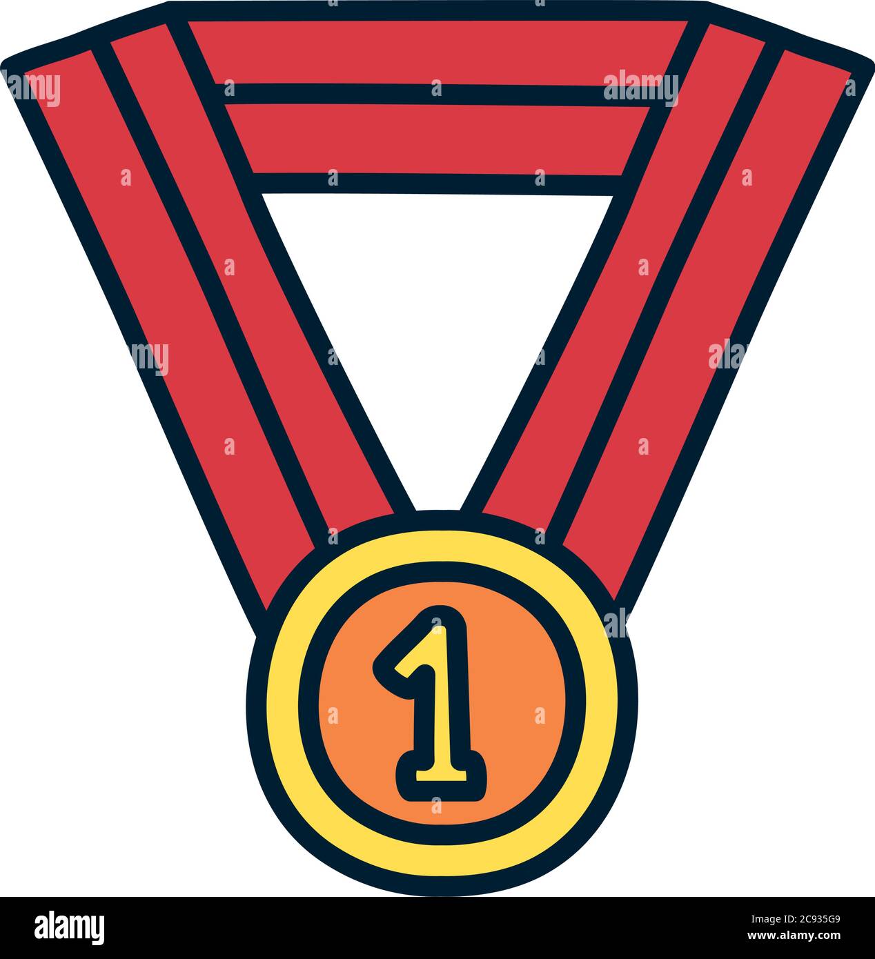 winner medal icon over white background, fill and line style, vector ...