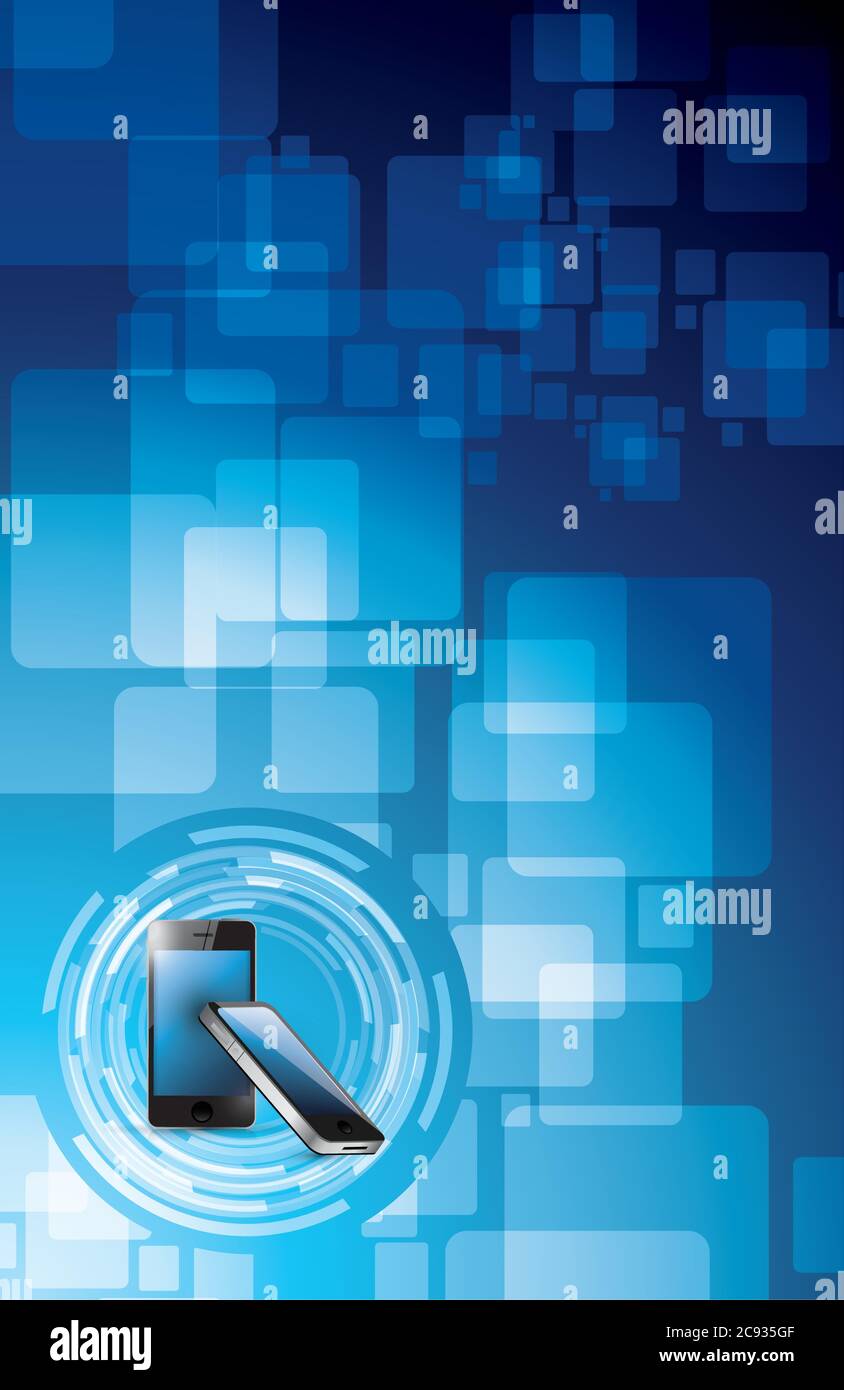 Blue tech smart phones illustration design graphic background Stock ...