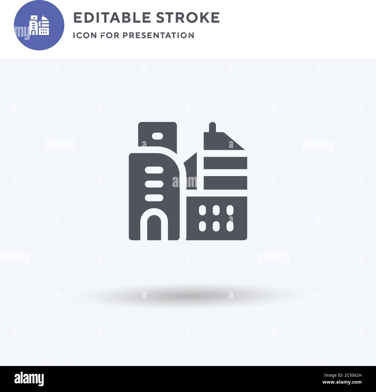 Buildings icon vector, filled flat sign, solid pictogram isolated on ...
