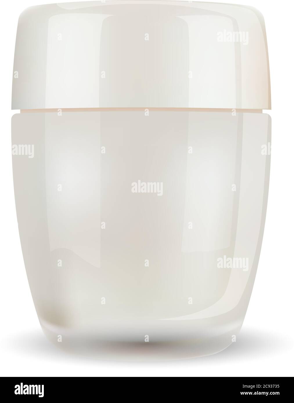 White glass cosmetic jar for cream, powder, balm, ointment. Realistic ...