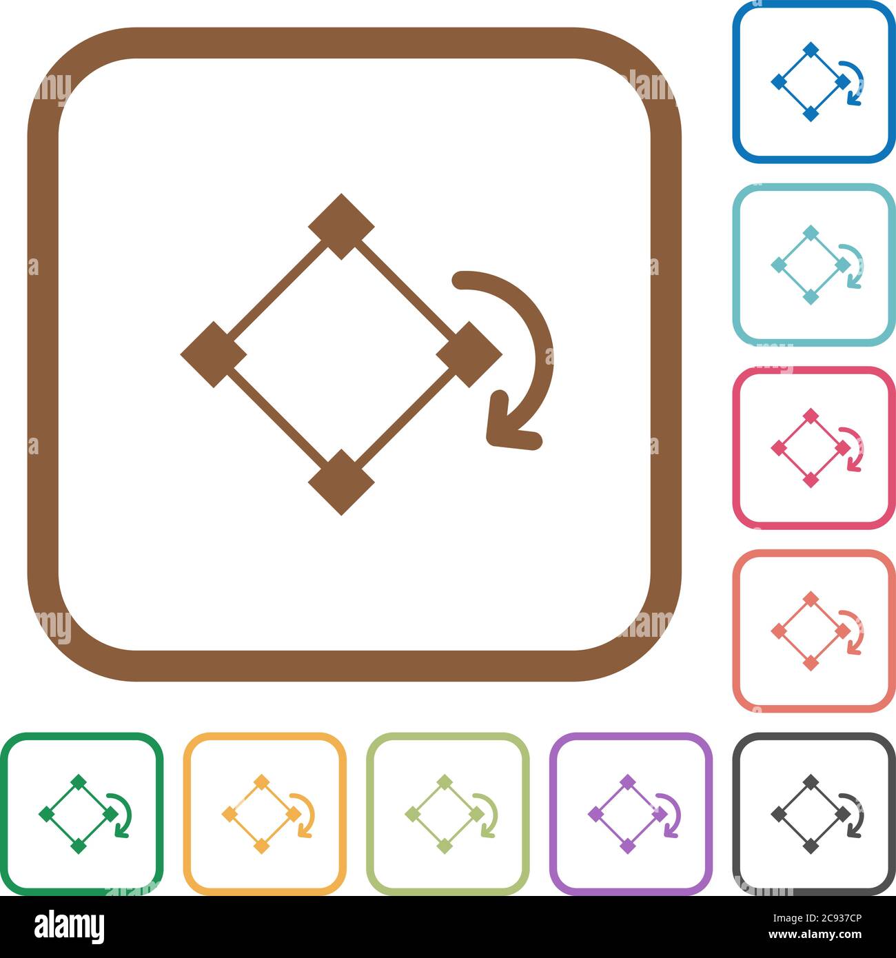 Rotate element simple icons in color rounded square frames on white background Stock Vector ...