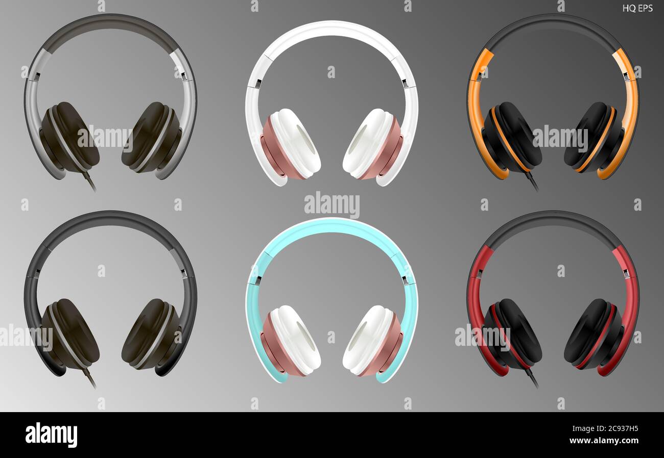 Realistic high quality modern headset wired or wireless. Digital dj ...