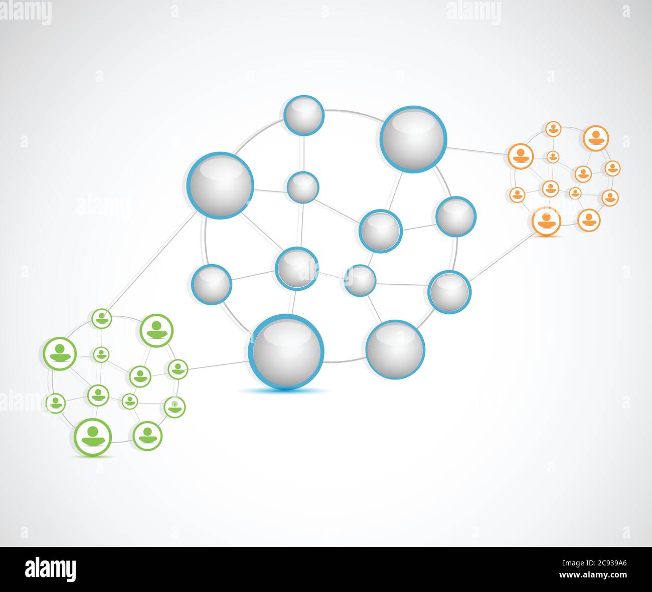 Sphere and people diagram network illustration design over a white ...