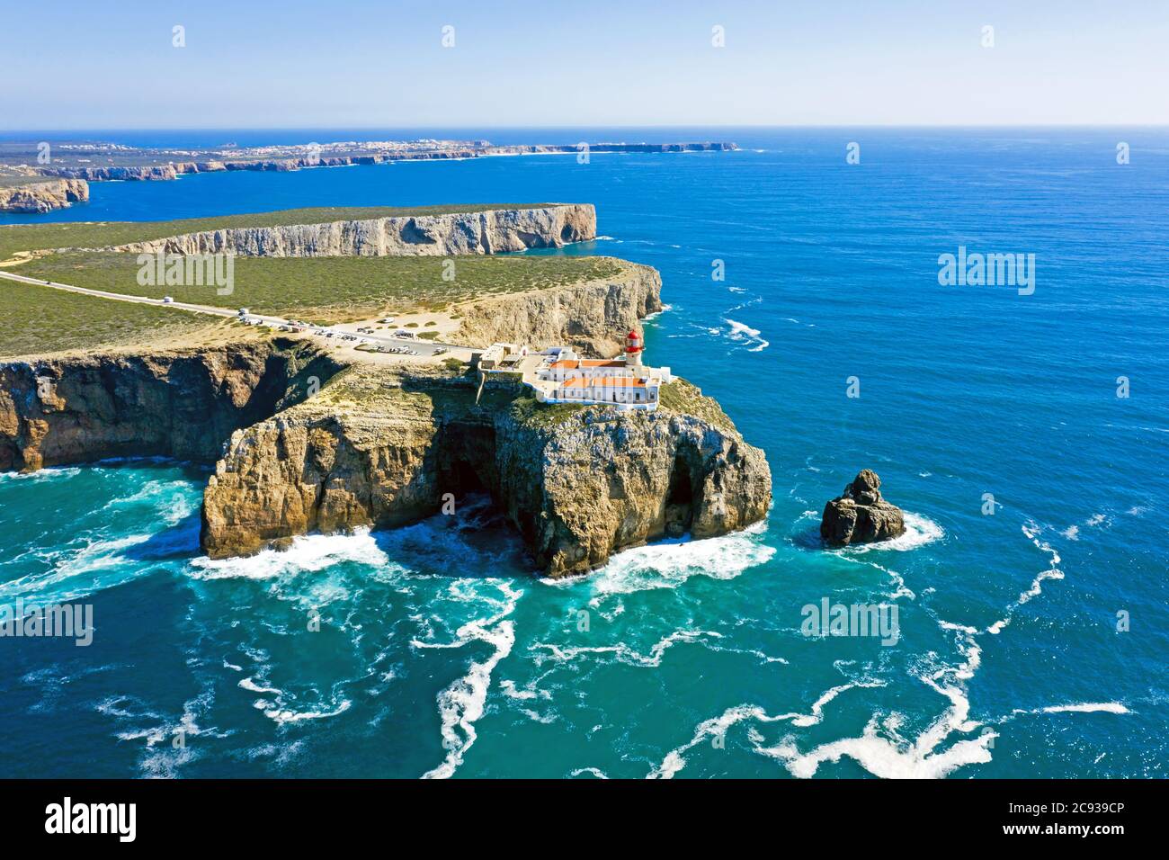 Aerial from the lighthouse 'Cabo Vicente' in Portugal Stock Photo - Alamy