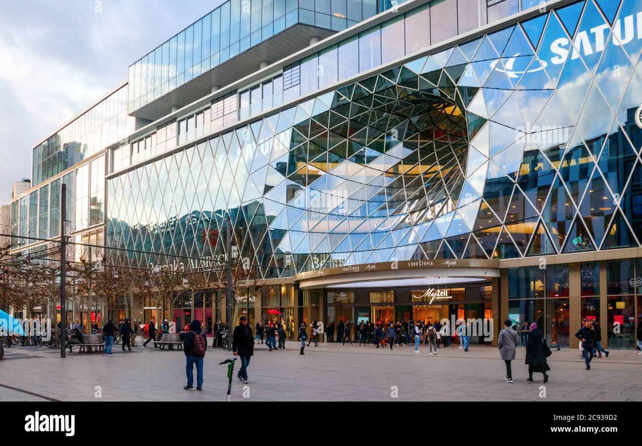Frankfurt am Main city centre. View of the Zeil street with the ...
