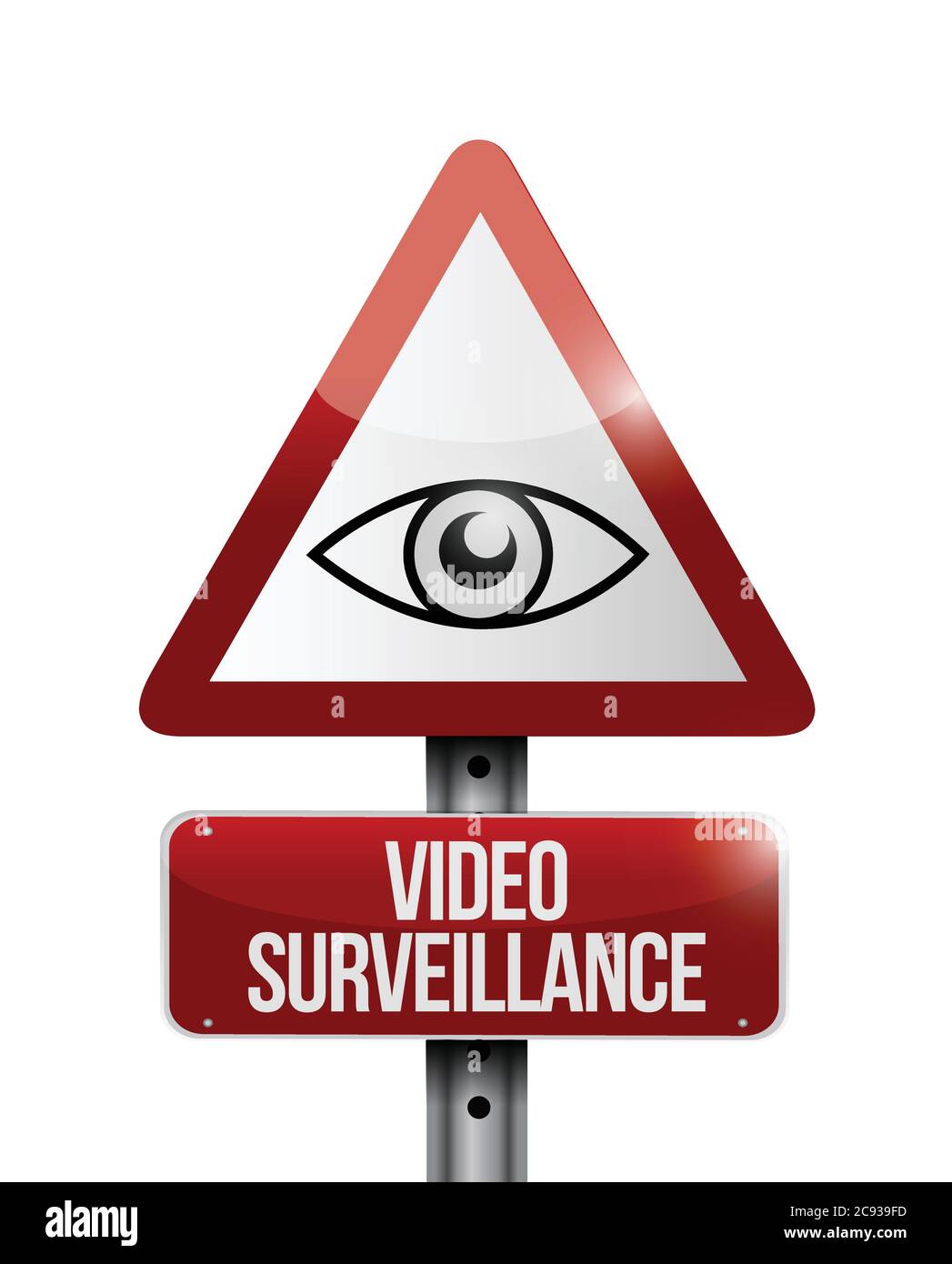 Video surveillance sign illustration design over a white background ...